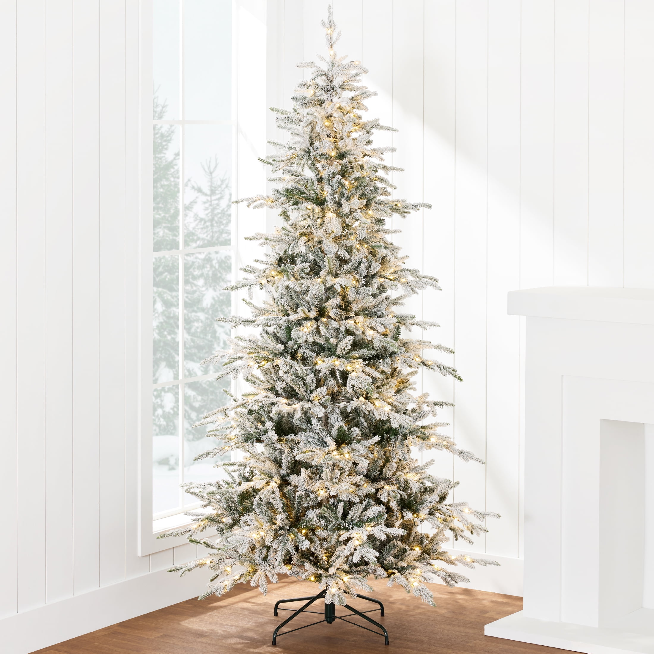 Best Choice Products 7.5ft Pre-Lit Flocked Artificial Aspen Noble Fir Christmas Tree w/2,136 ...