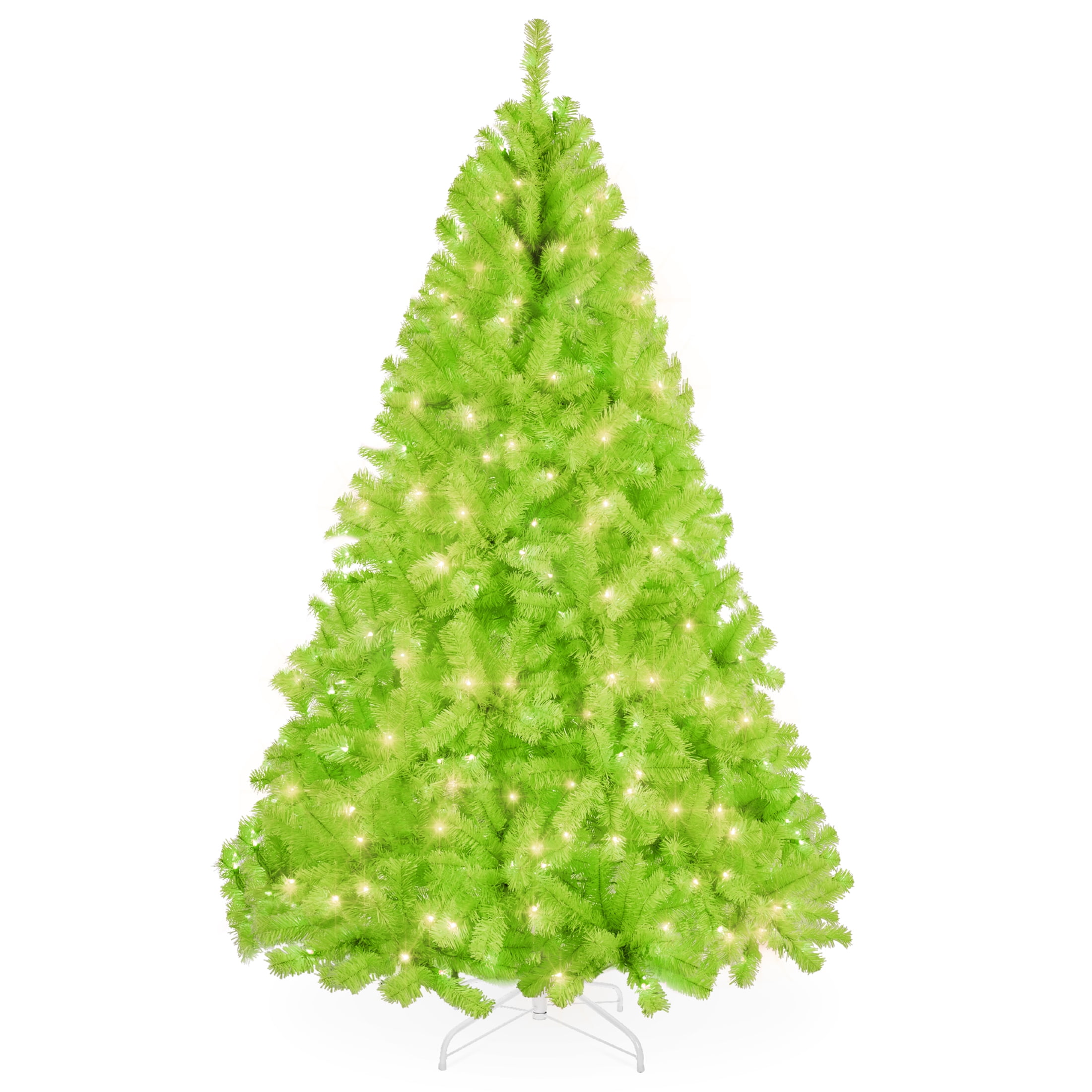 Best Choice Products 7.5ft Pre-Lit Lime Green Christmas Tree ...