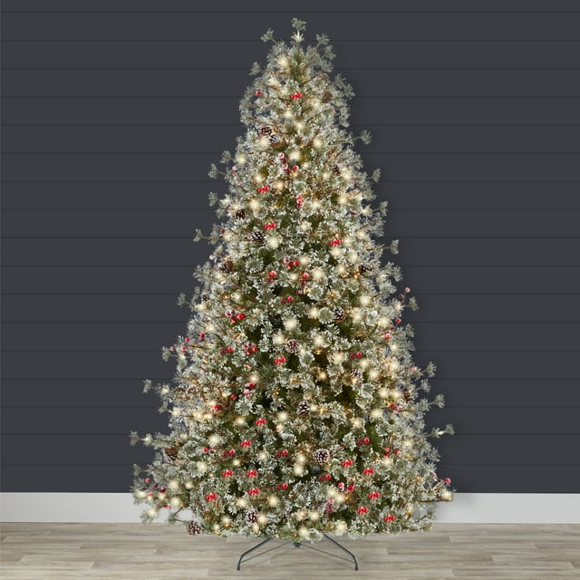 Best Choice Products 7.5ft Pre-Lit Semi-Flocked Cashmere Pine Christmas Tree w/ 1,264 Branch ...