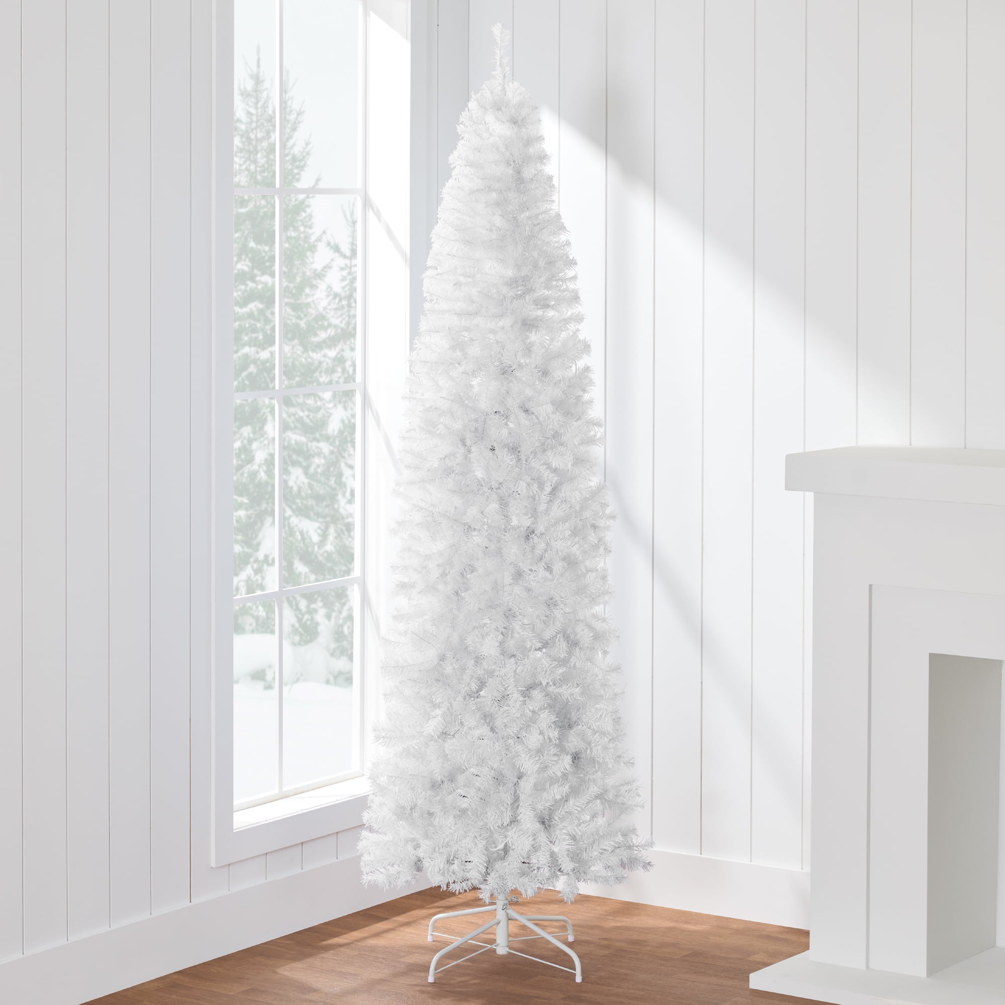 Best Choice 7.5ft Slim White XMAS Pencil Tree with 972 Tips & Metal ...