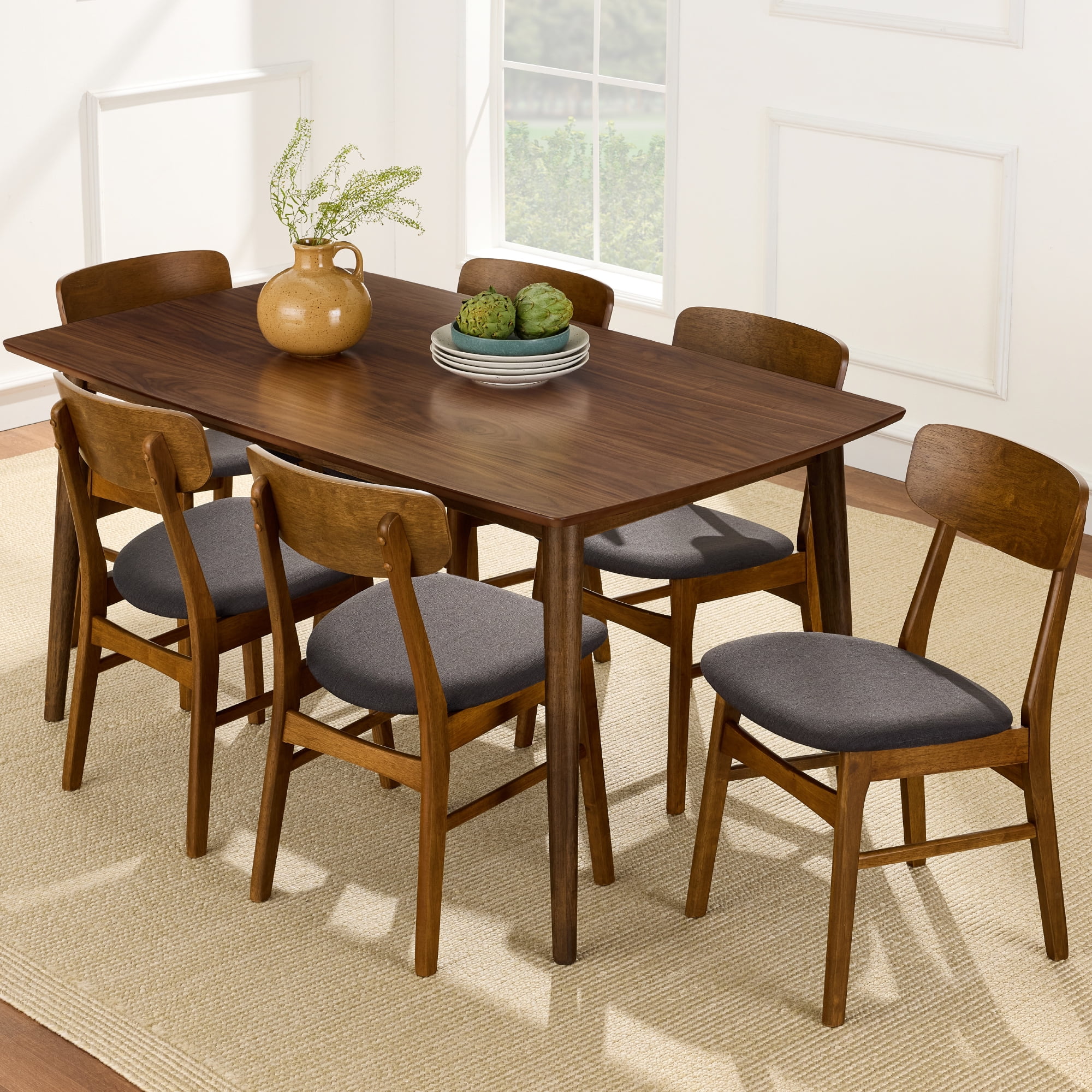 Best Choice Products 7-Piece Mid-Century Modern Upholstered Dining Set ...