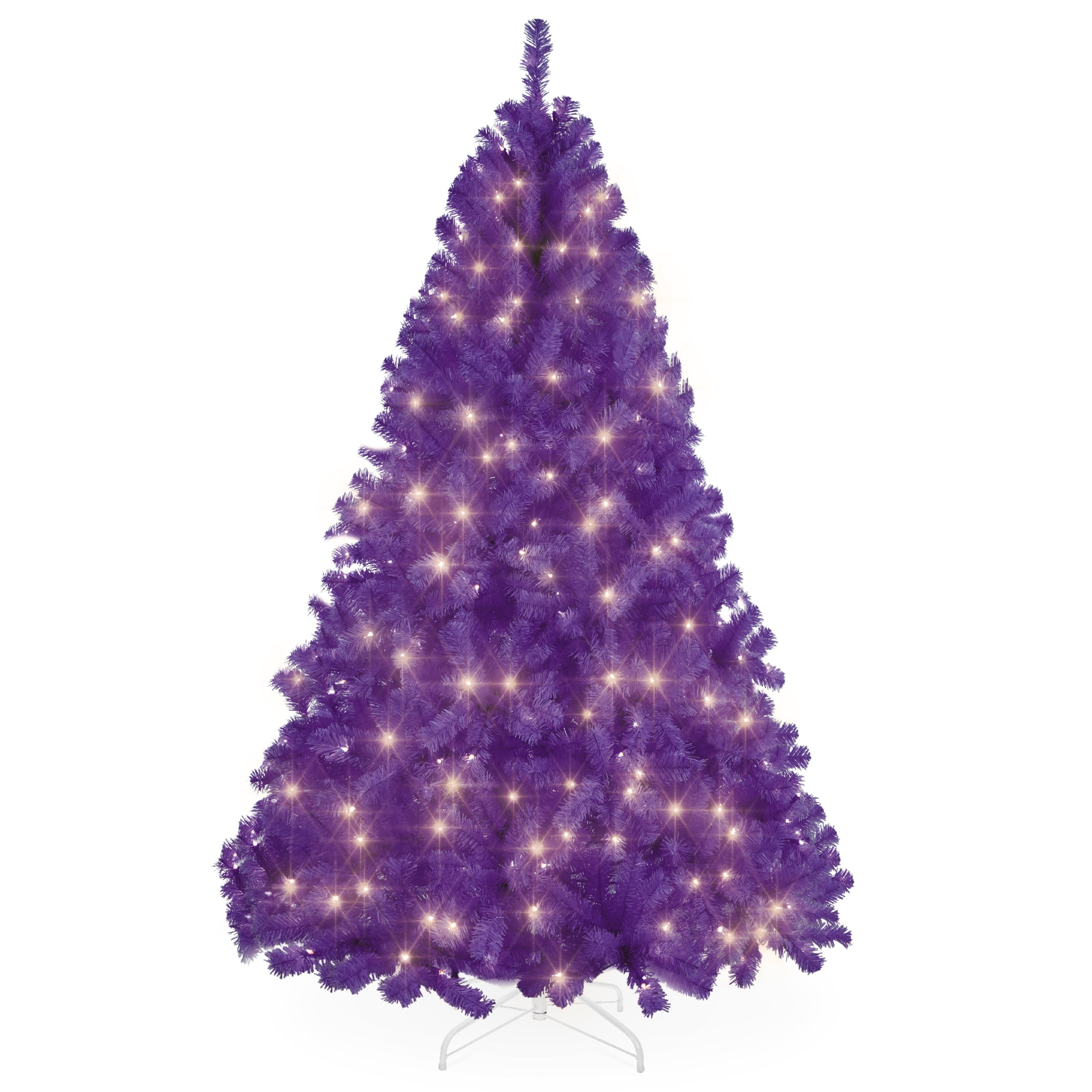 Best Choice Products 9ft Pre-Lit Purple Christmas Tree, Artificial ...