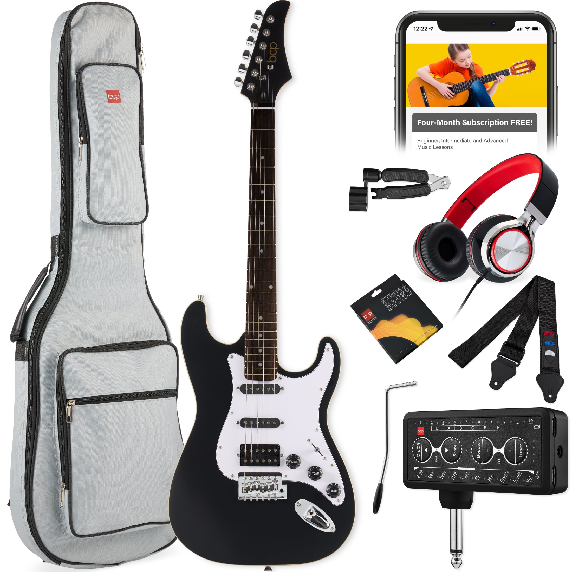 Best Choice Products Beginner HSS Electric Guitar Kit w/ Headphone Amp ...