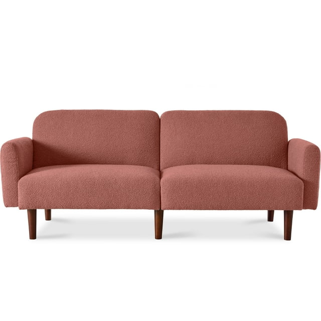 Best Choice Products Curved Convertible Futon, Boucle Fabric Split-Back ...