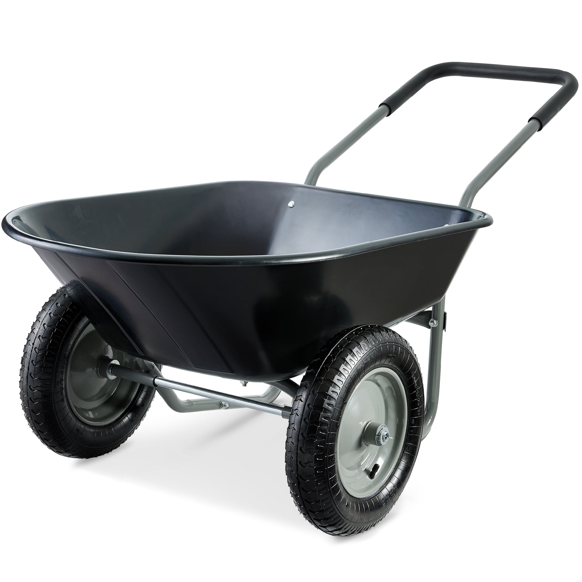Best Choice Products Dual-Wheel Wheelbarrow, Heavy Duty Metal Garden ...