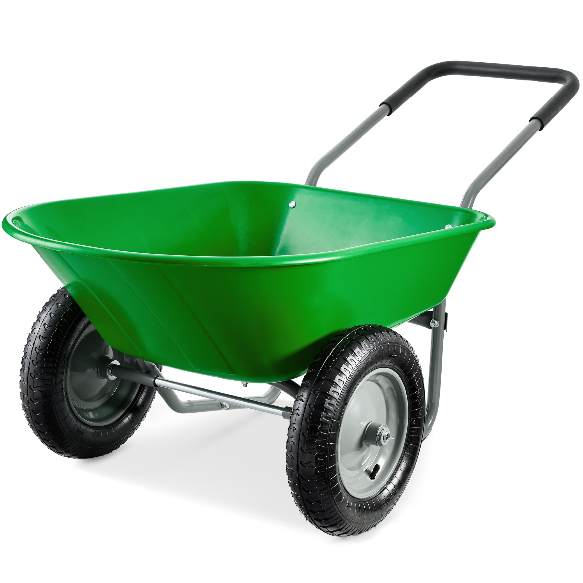 Best Choice Products Dual-Wheel Home Wheelbarrow Yard Garden Cart for ...
