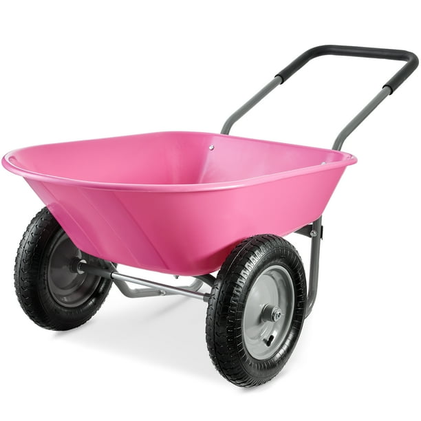 Best Choice Products Dual-Wheel Home Wheelbarrow Yard Garden Cart for ...