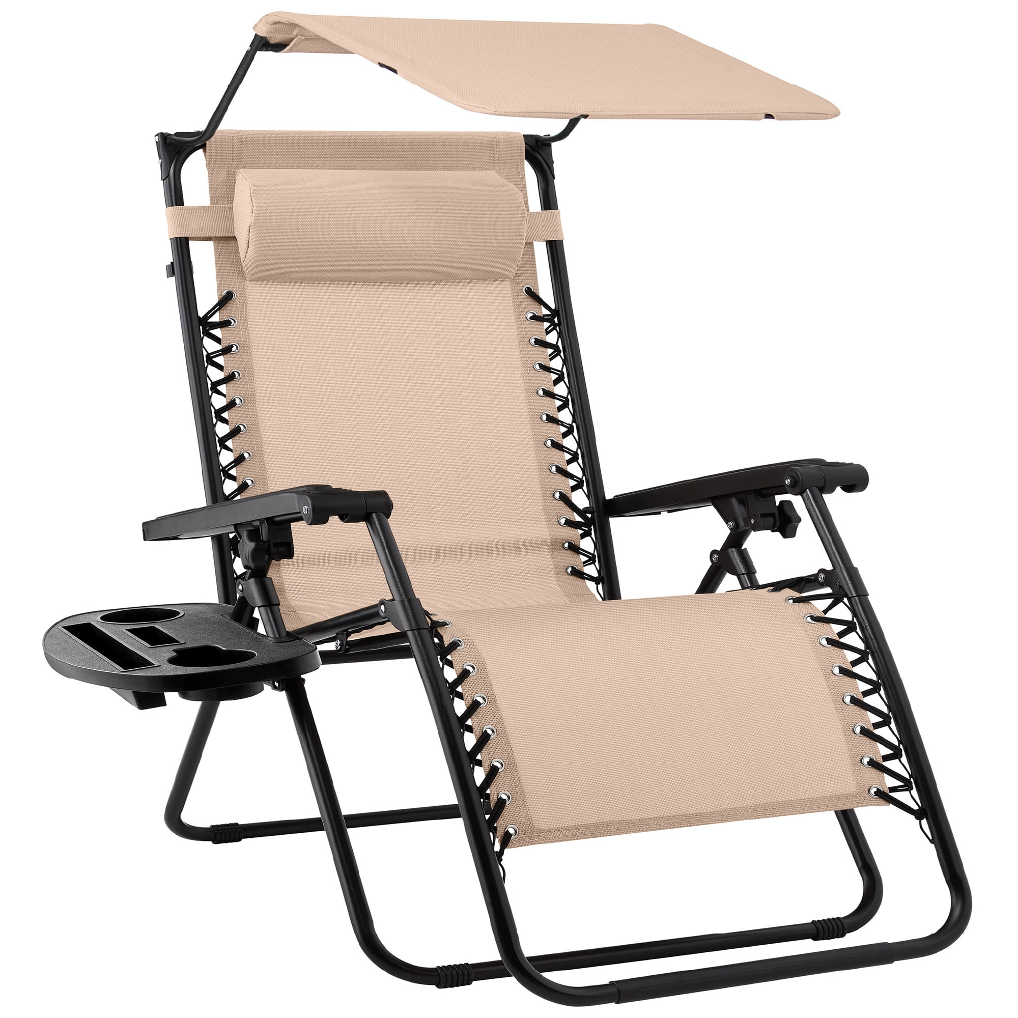Best Choice Products Folding Patio Lounge Chair with Canopy, Headrest ...