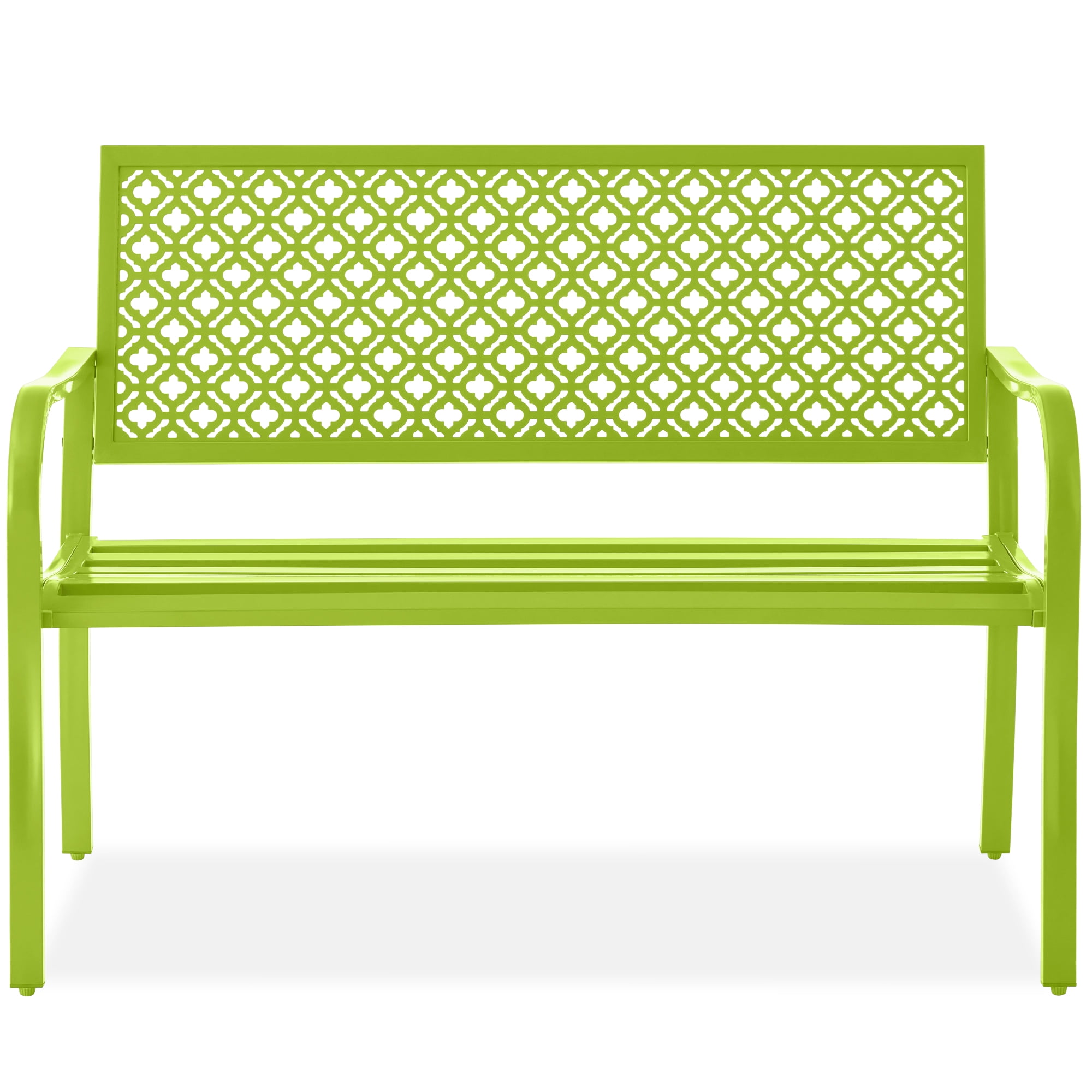Best Choice Products Indoor Outdoor Steel Garden Bench w/ Geometric ...
