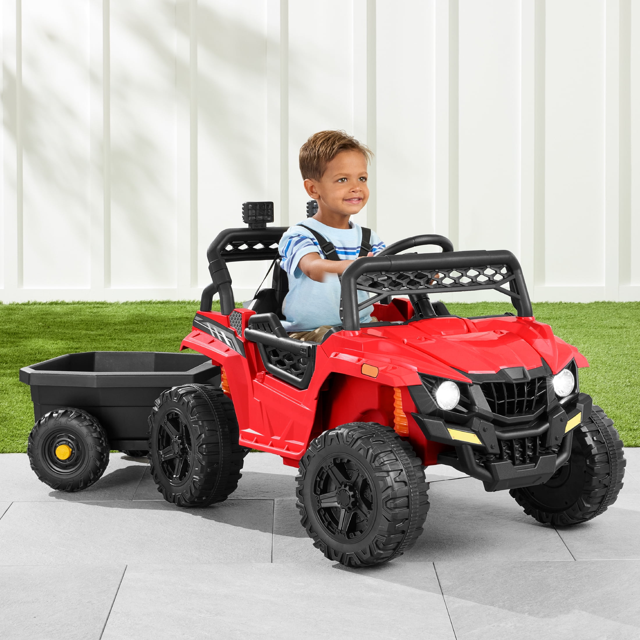 Best Choice Products Kids 12V Electric Ride-On UTV and Trailer w ...