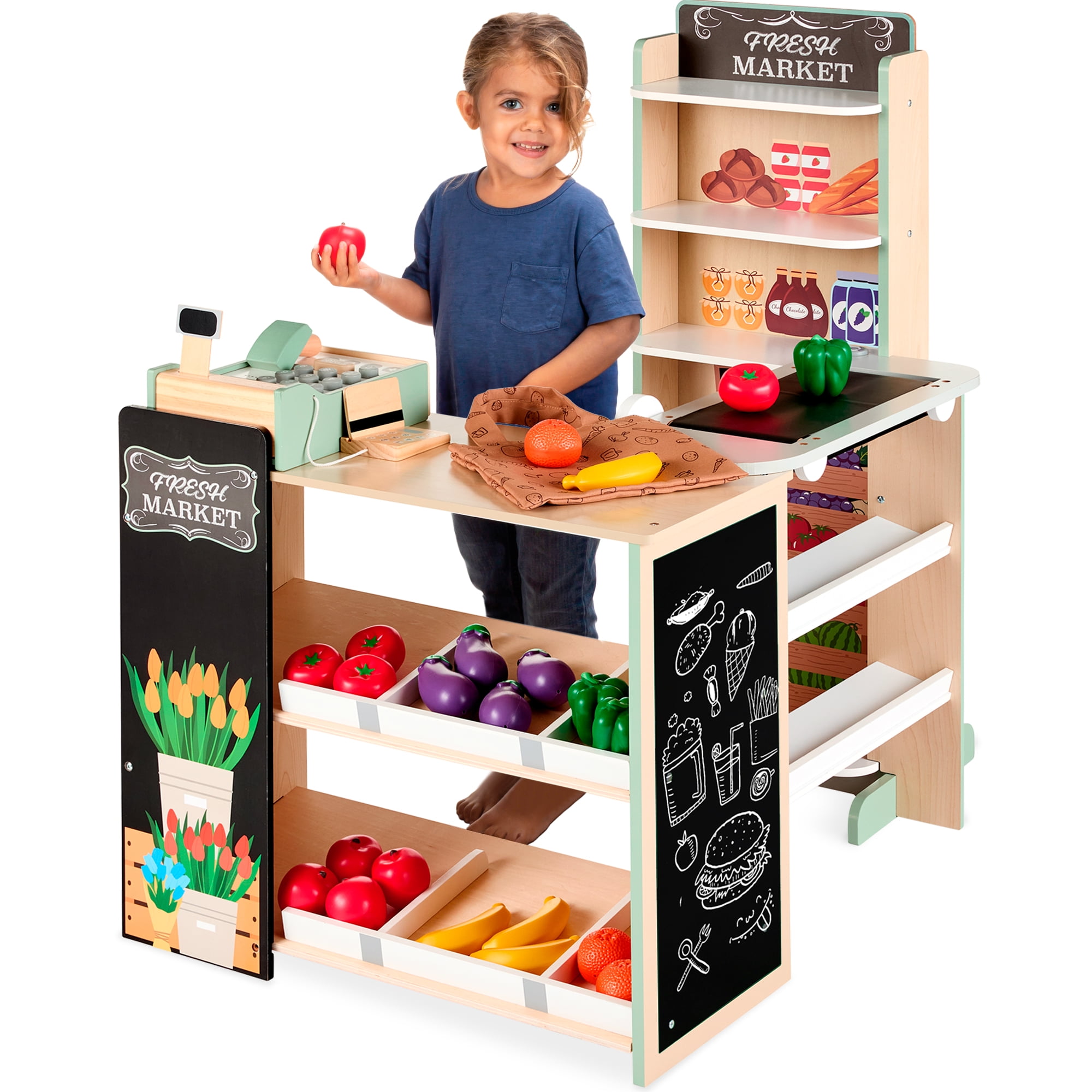 Best Choice Products Kids Pretend Play Grocery Store Wooden Supermarket ...