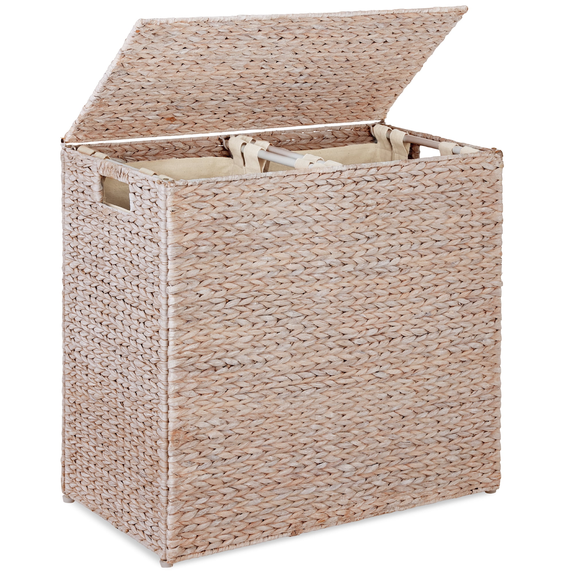 Best Choice Products Large Water Hyacinth Double Laundry Hamper Basket ...