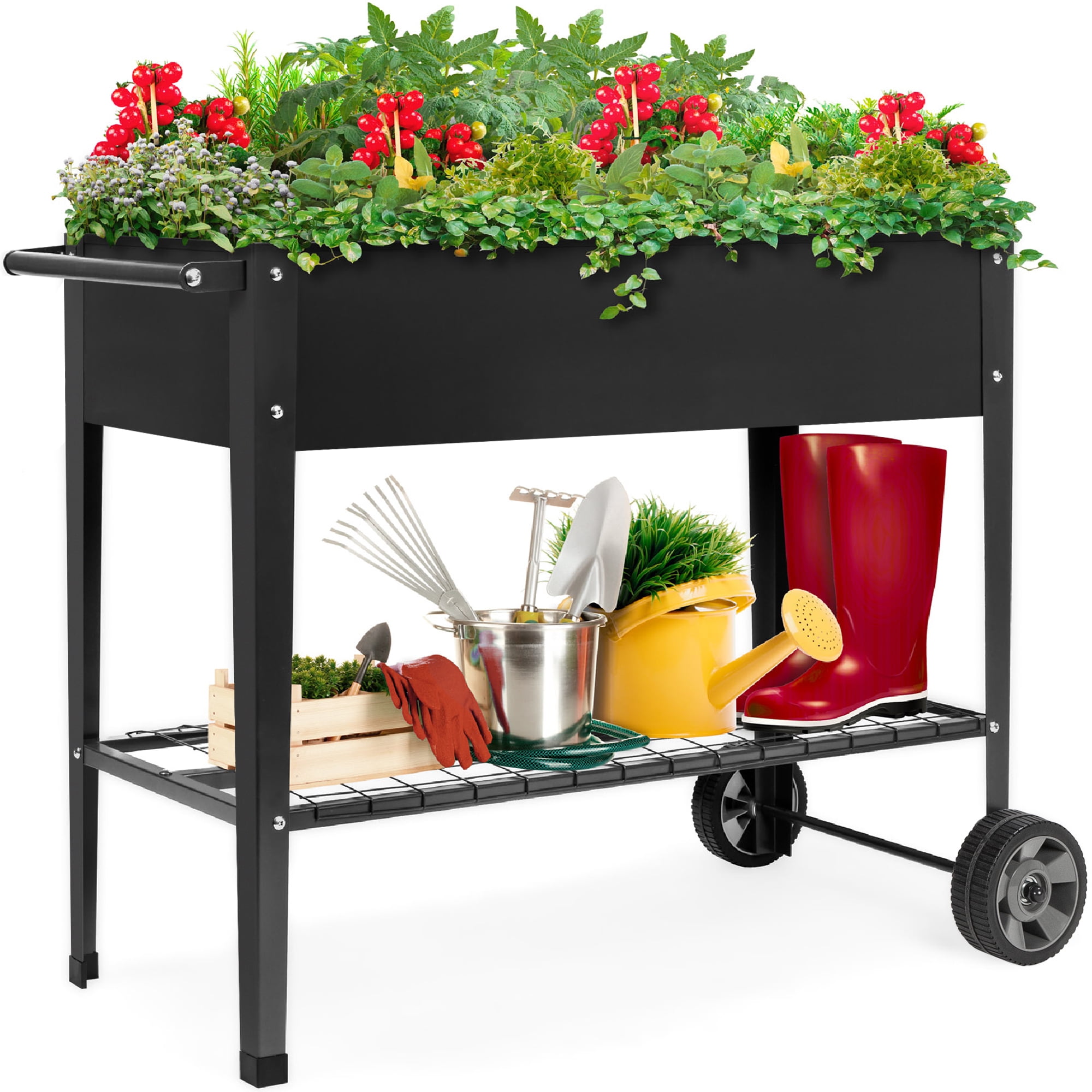 Best Choice Products Outdoor Elevated Movable Metal Planter Garden Bed ...