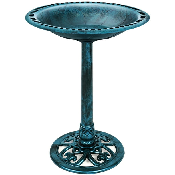 Best Choice Products Outdoor Rustic Pedestal Bird Bath Accent for ...