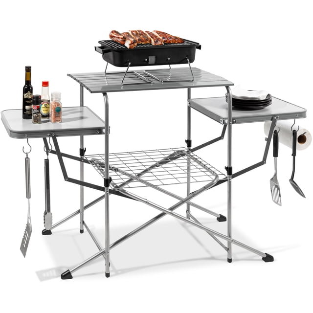 Best Choice Portable BBQ Grill Table, Outdoor Cooking Station for ...