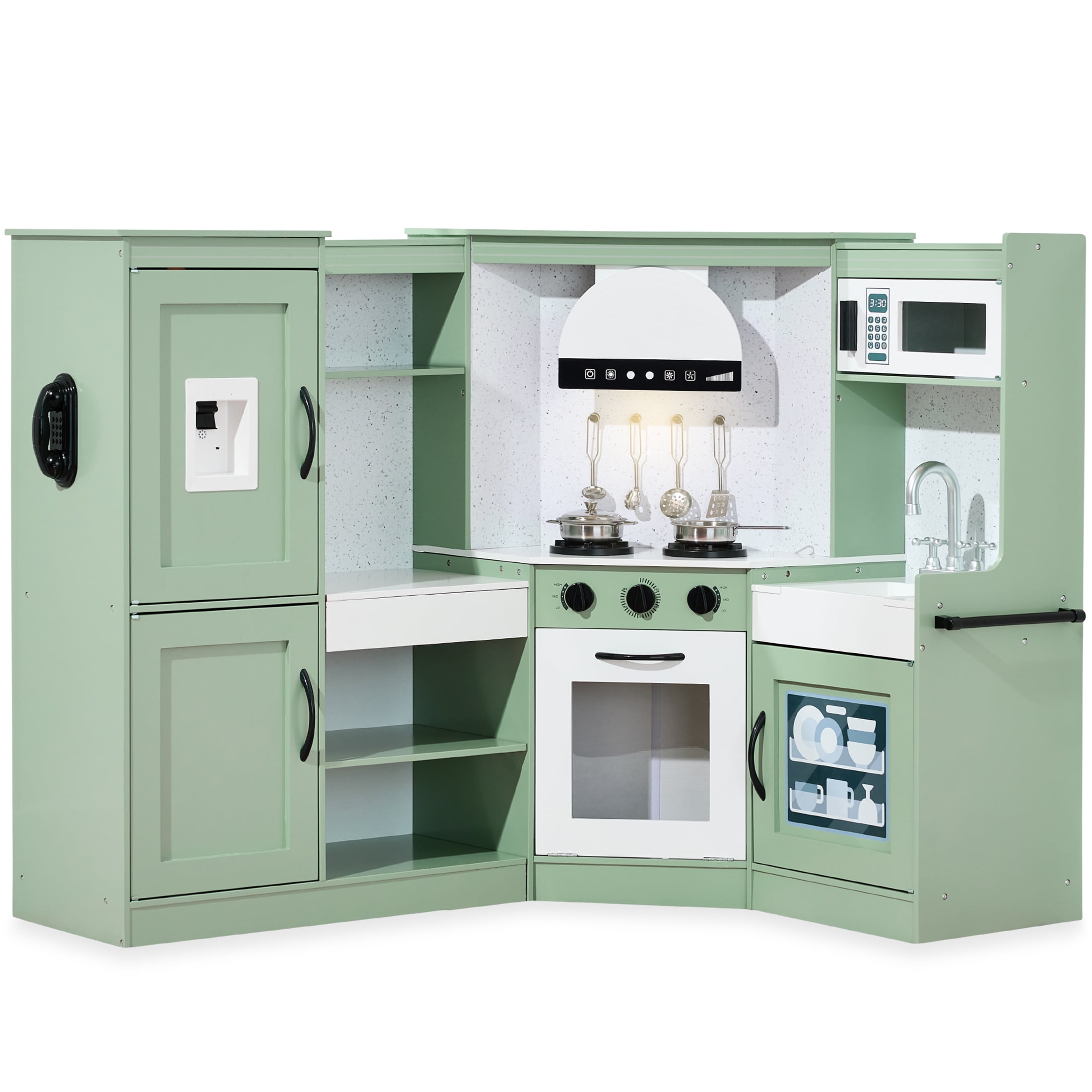 Best Choice Products Pretend Play Corner Kitchen, Interactive Wooden ...