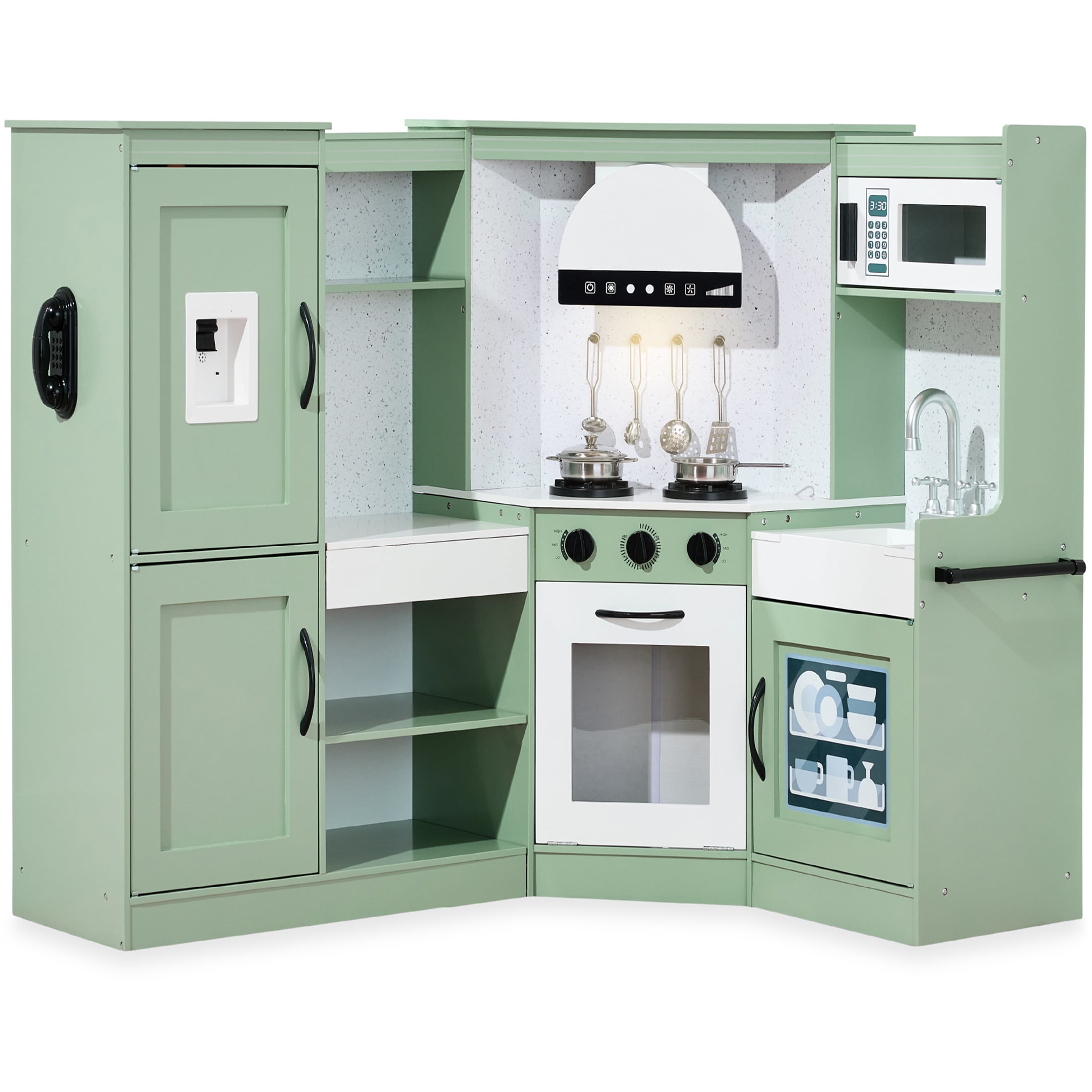 Best Choice Products Pretend Play Corner Kitchen, Interactive Wooden ...