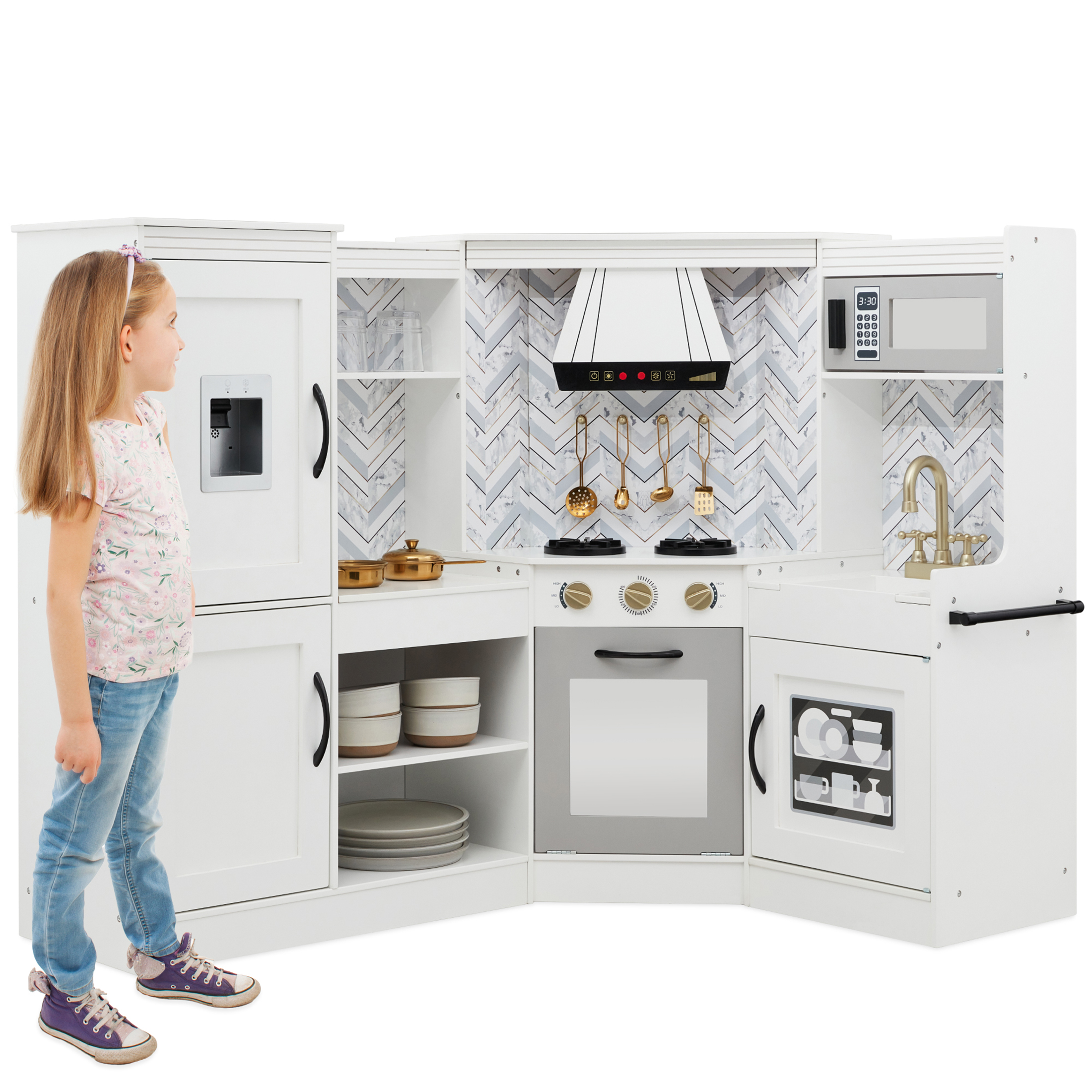 KidKraft Grand Gourmet Corner Play Kitchen with 5 Accessories - Walmart.com