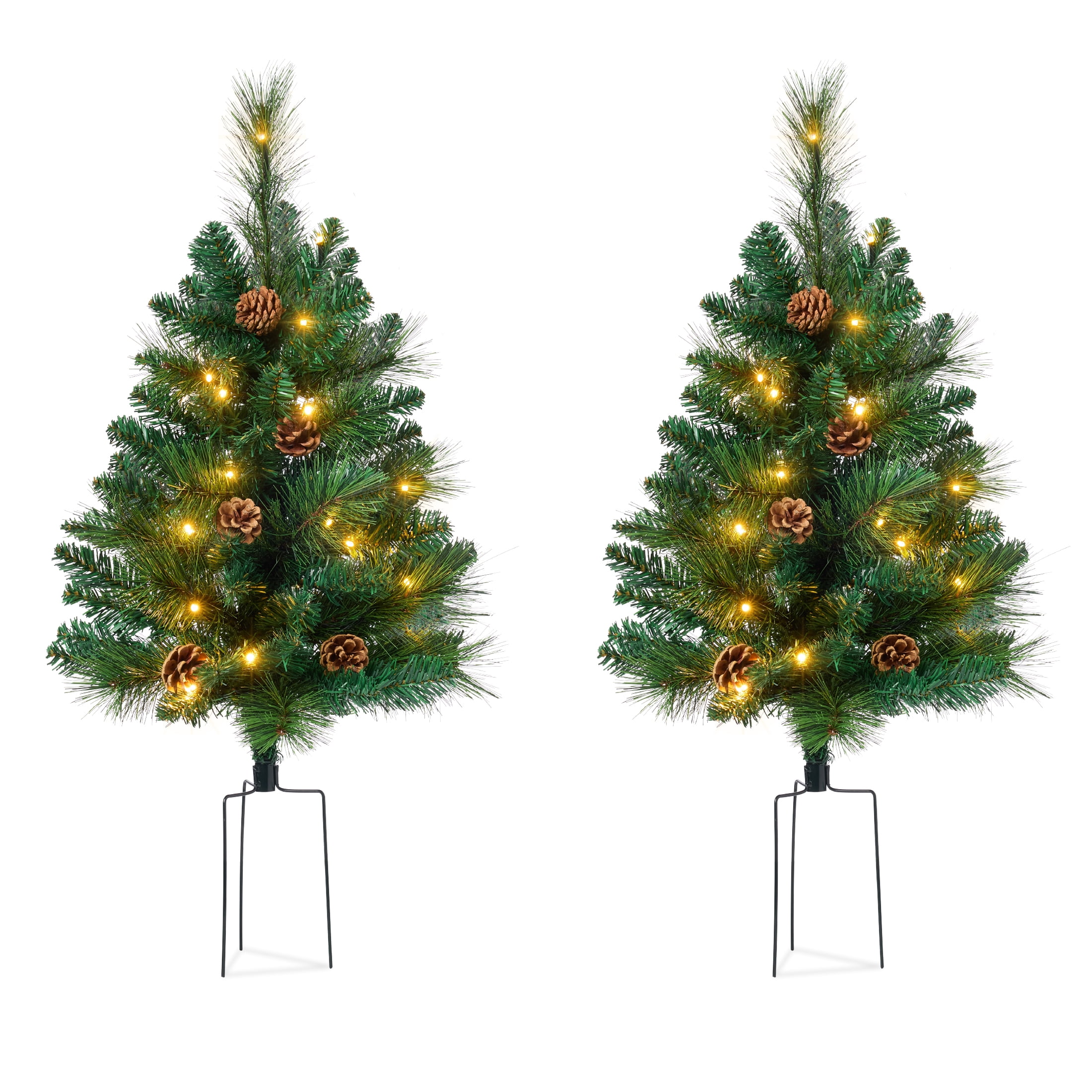 Best Choice Products Set of 2 24.5in Outdoor Scotch Pine Pathway ...