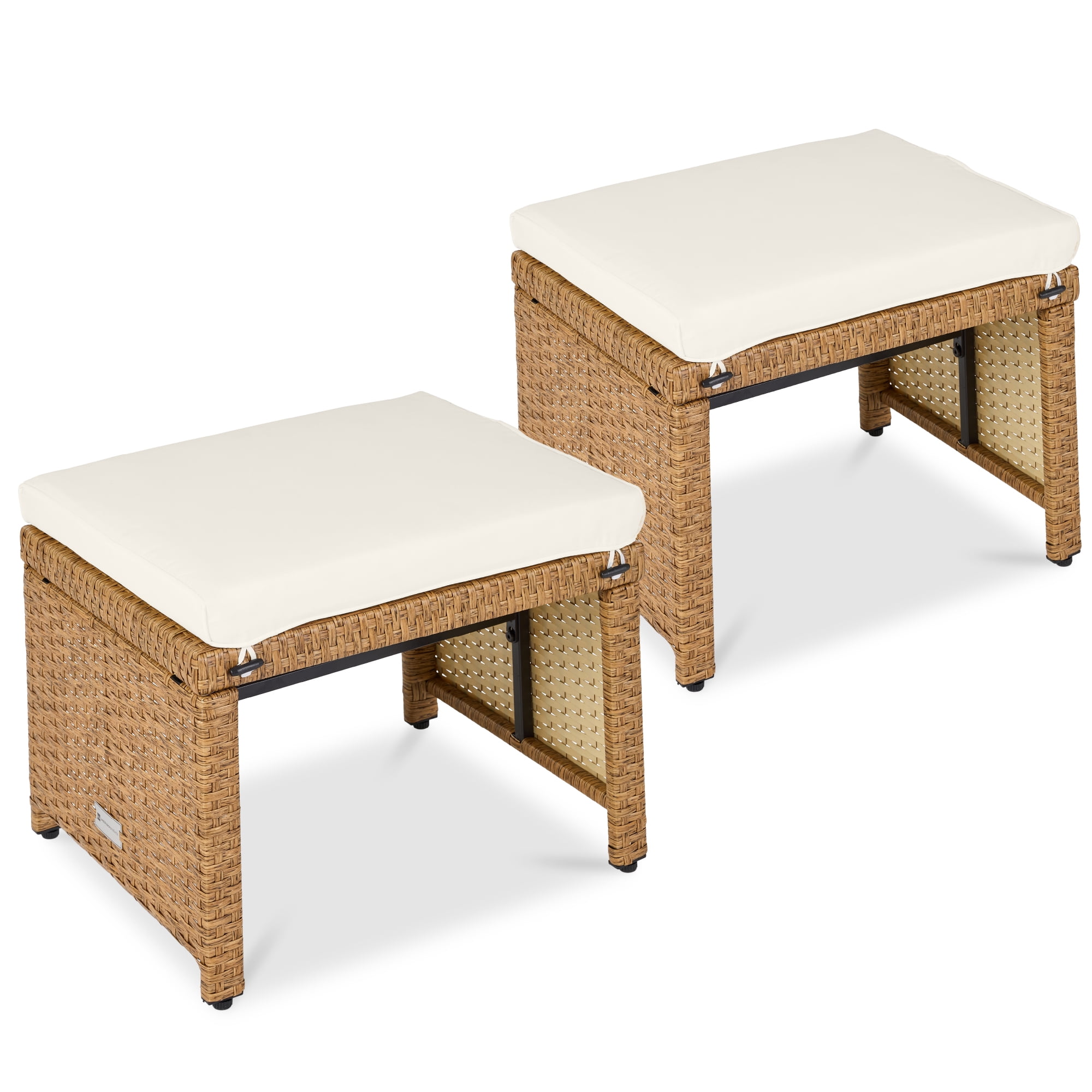 Best Choice Products Set of 2 Multipurpose Patio Wicker Ottomans w ...