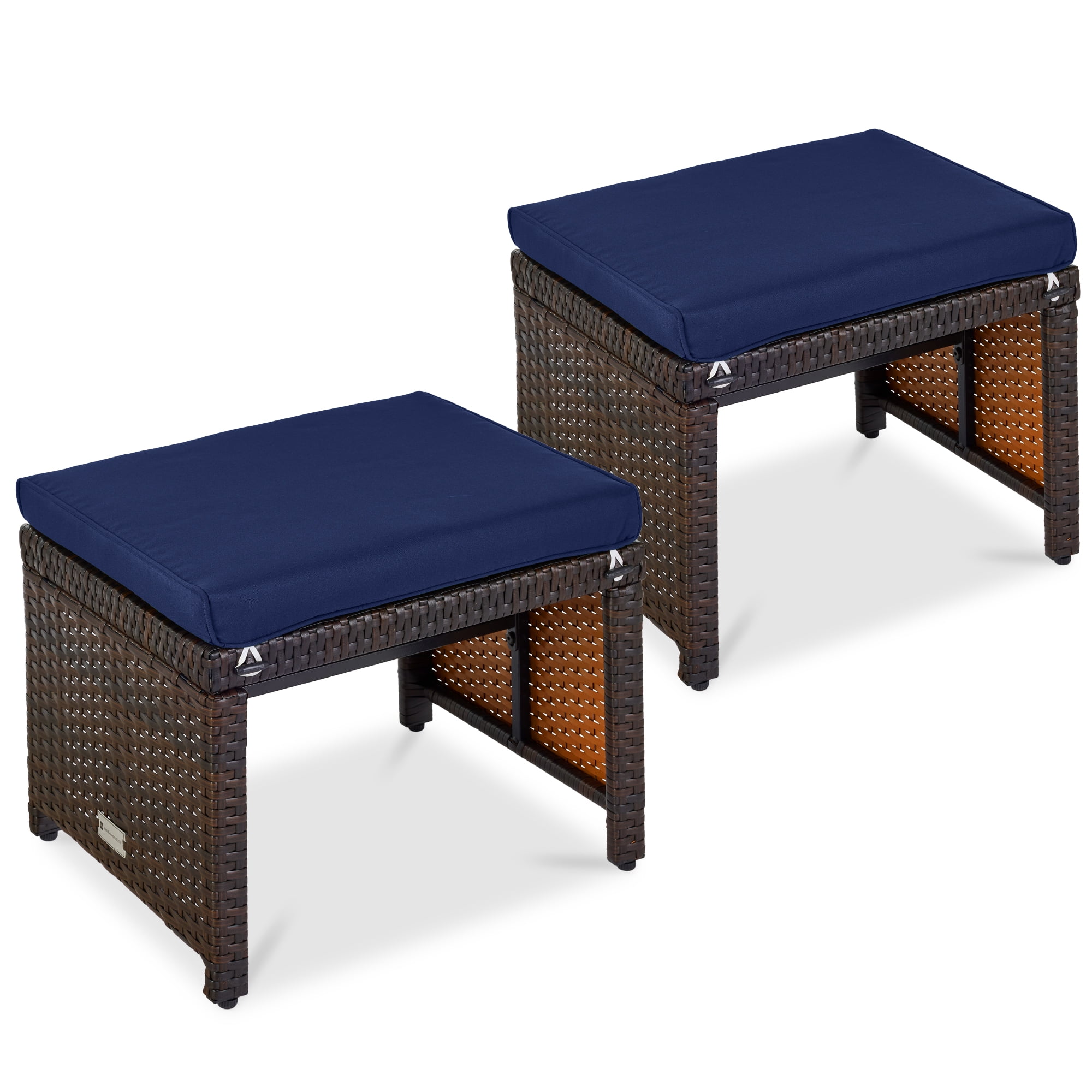 Best Choice Products Set of 2 Multipurpose Patio Wicker Ottomans w ...