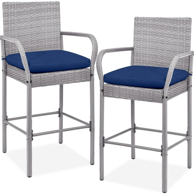 Best Choice Products Set Of 2 Height Bar Stools Outdoor Wicker Chair W