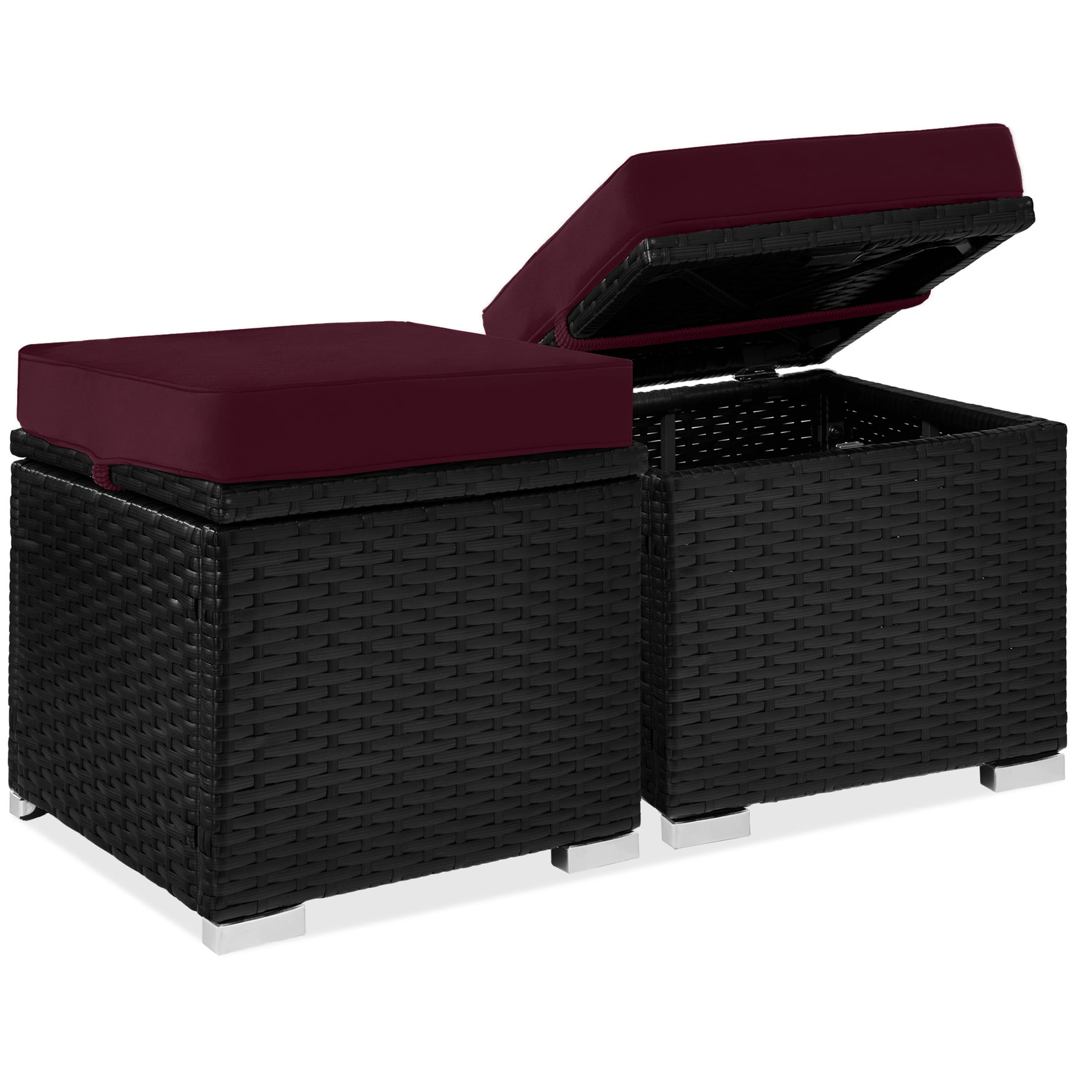 Best Choice Products Set of 2 Wicker Ottomans, Multipurpose Furniture w ...