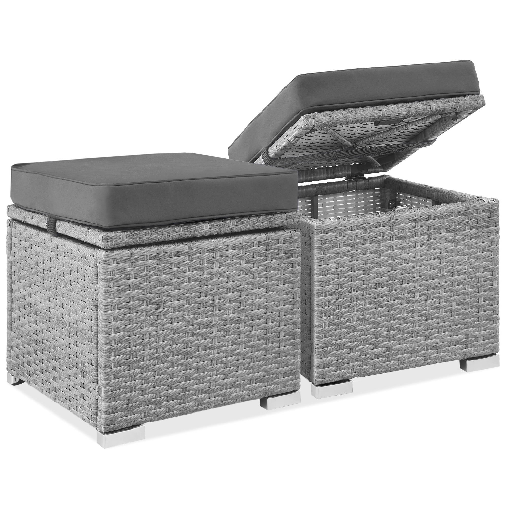 Best Choice Products Set of 2 Wicker Ottomans, Multipurpose Furniture w ...