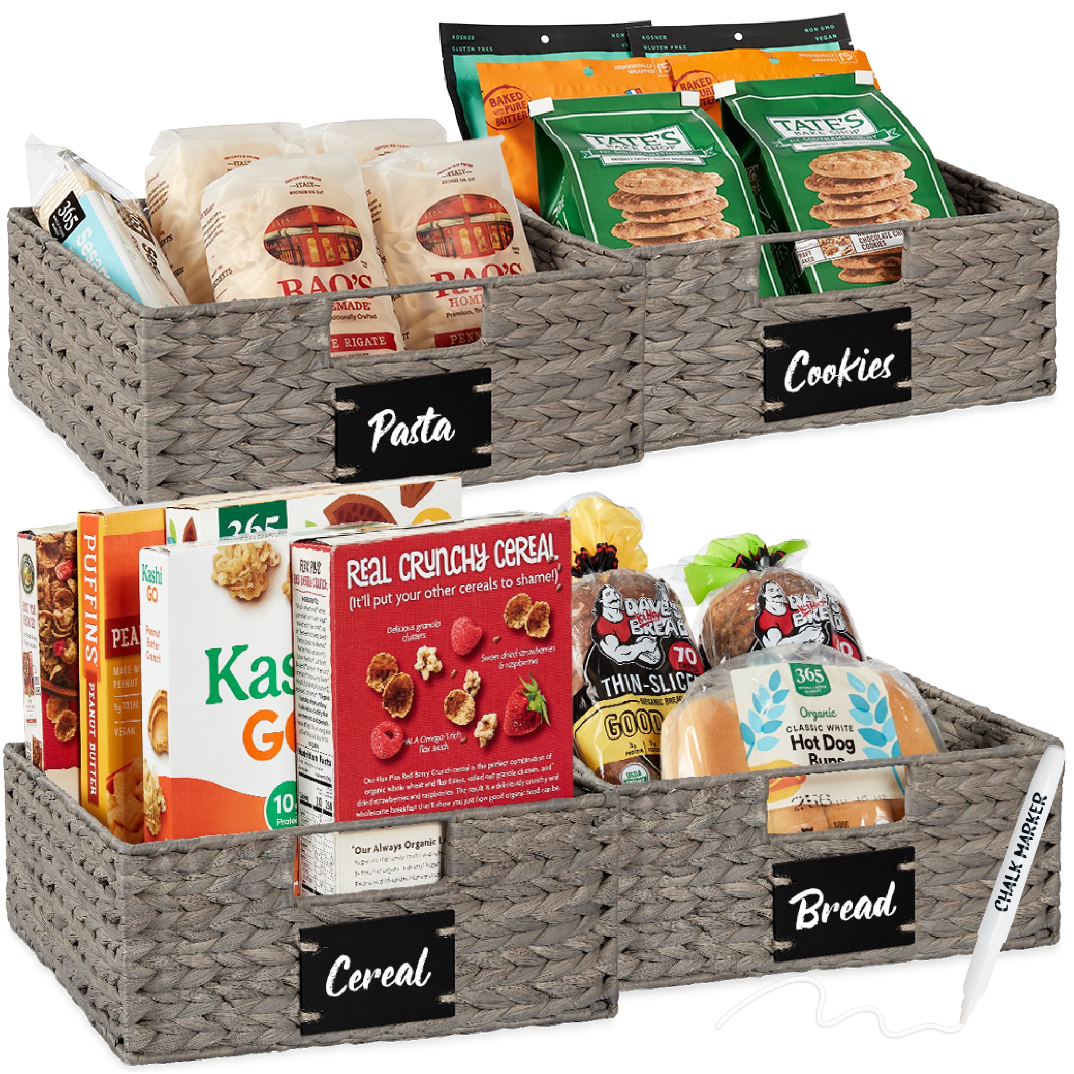 Best Choice Products Set of 4 13in Woven Water Hyacinth Pantry Baskets ...