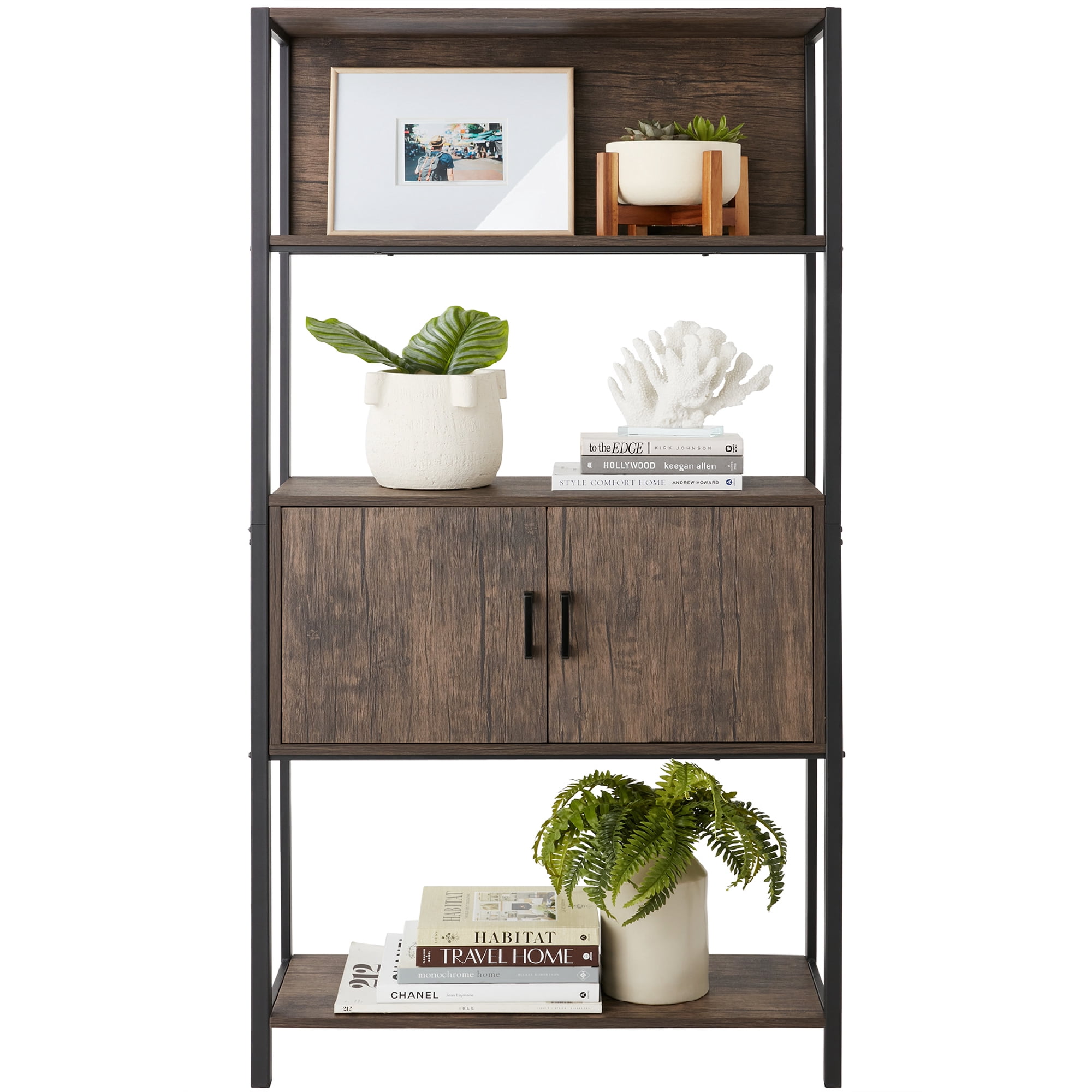 Best Choice Products Wooden Bookcase with Doors, Tall Furniture, Open ...