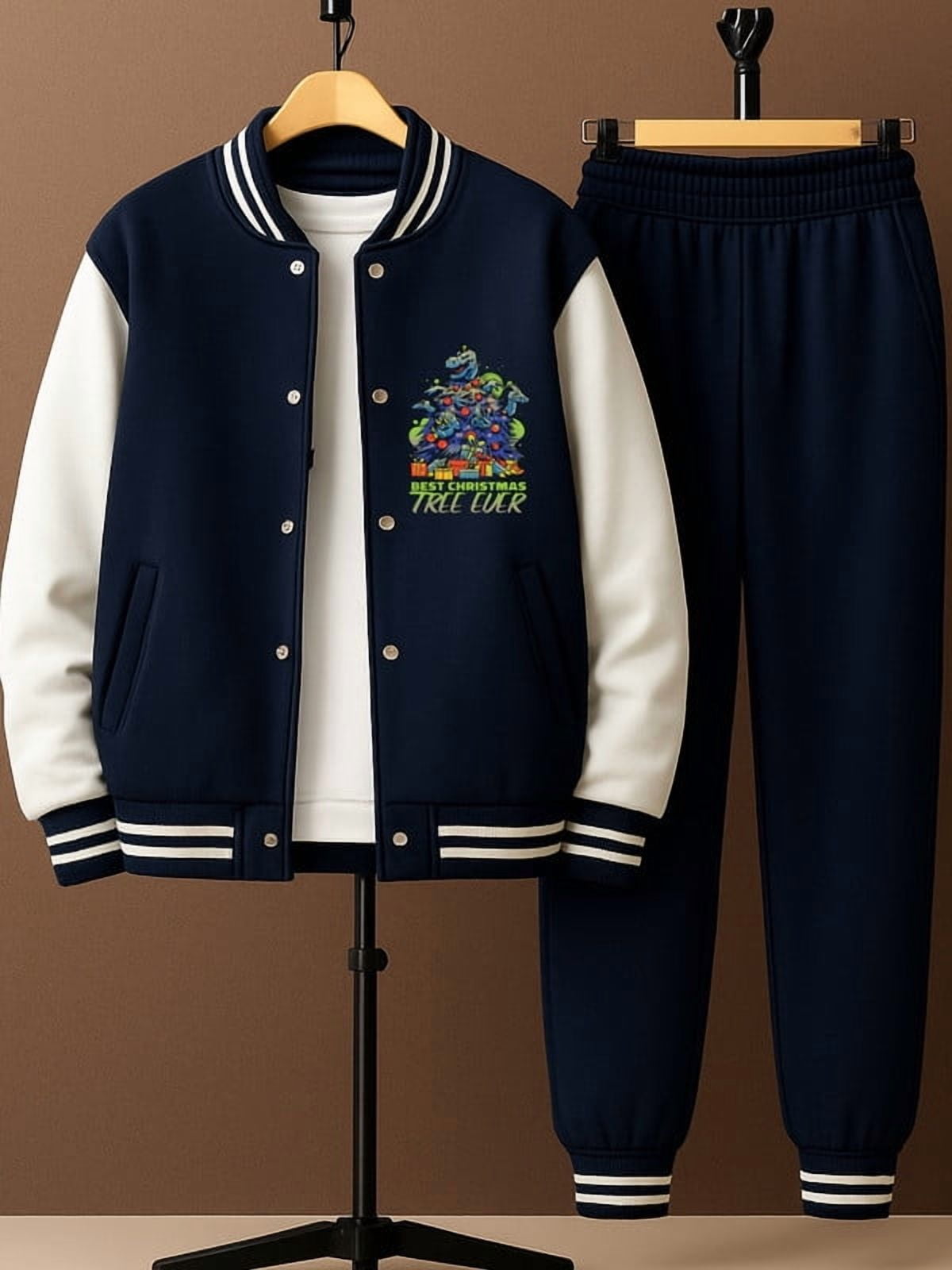 Best Christmas Tree Ever Tracksuit Set - Boys Blue Polyester, Button-Up ...