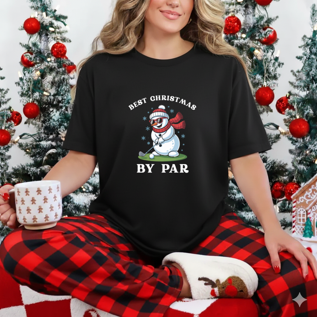 Best Christmas by Par Funny Snowman Golf Golfer Humor Art Unisex T ...