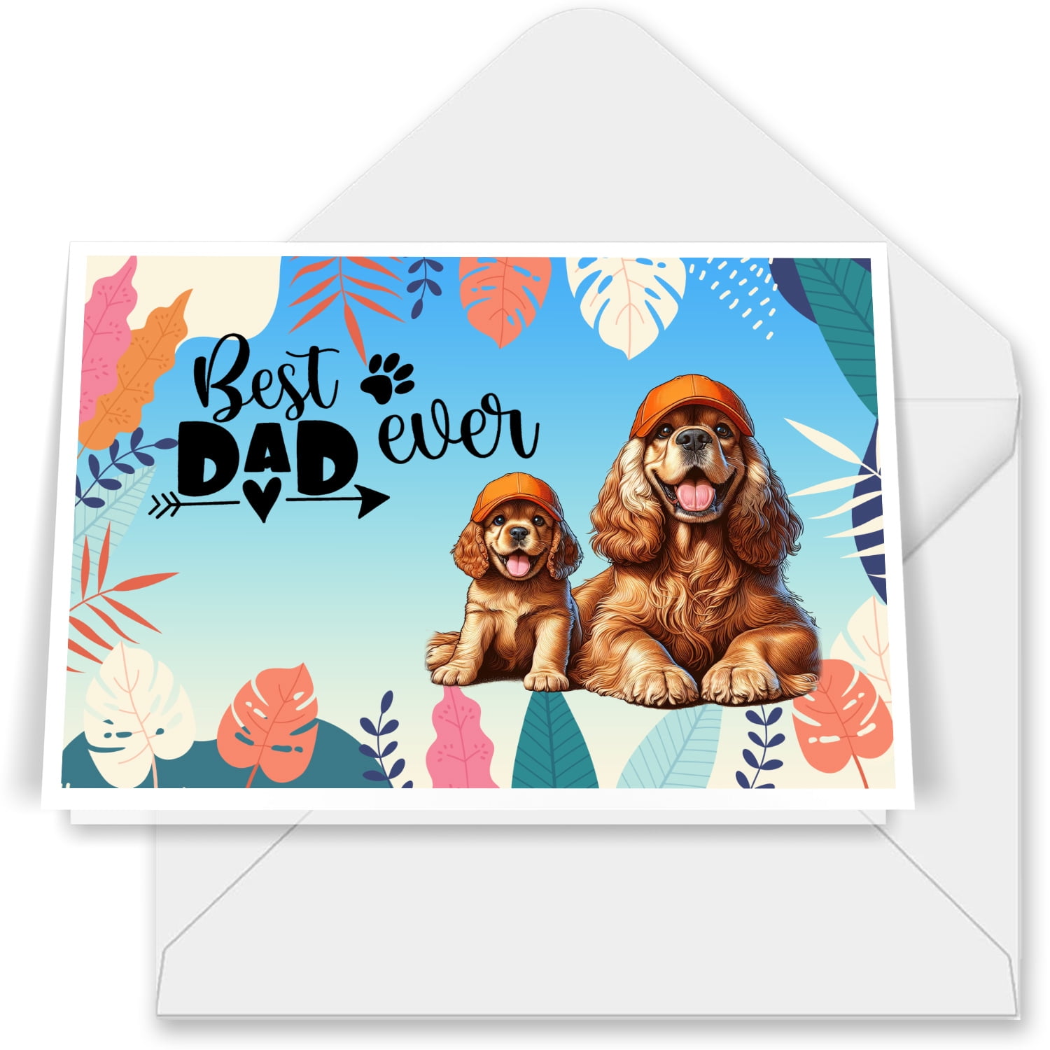 Best Cocker Spaniel Dad Ever Happy Father's Day 7x5in Folded Greeting ...