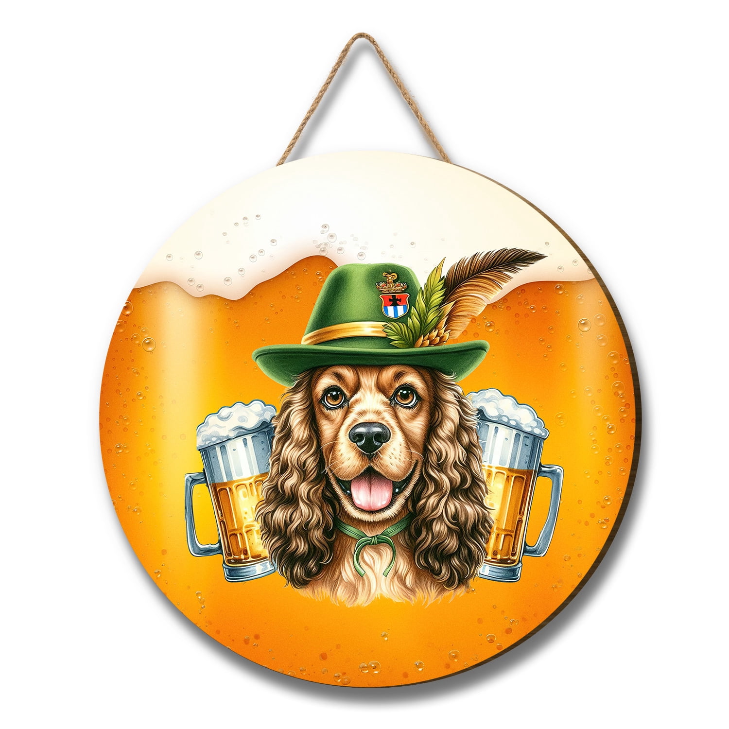 Best Cocker Spaniel Dad Proud Beer Lover Happy Oktoberfest Round Wood ...