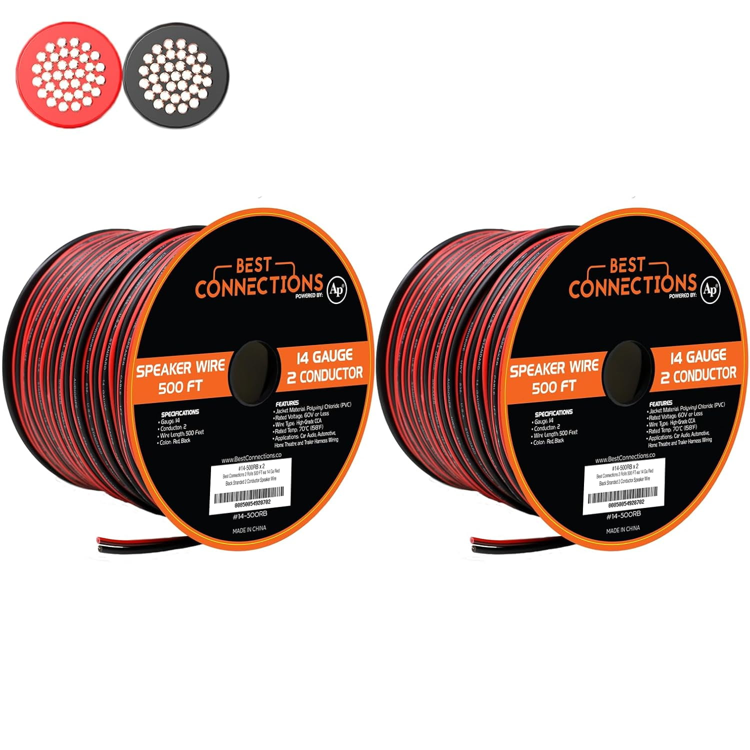 Best Connections 14 Gauge 500 ft. Red Black Bonded 2 Way Red Black ...
