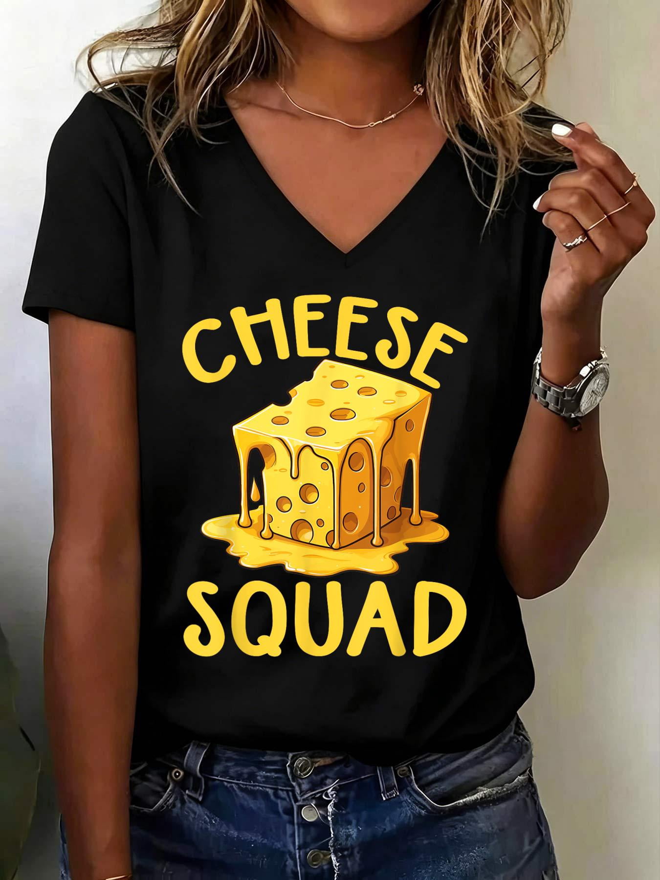 Best Cool Sarcastic Funny Cheese Squad V Neck T-Shirt Cotton Women's V ...