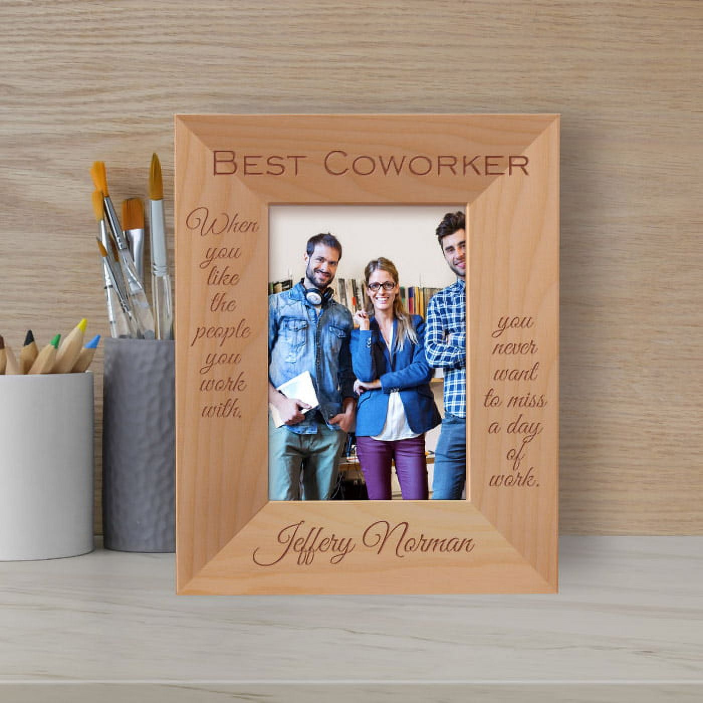 Best Coworker Personalized Wooden Frame 3 1/2" x 5" Brown (Vertical ...