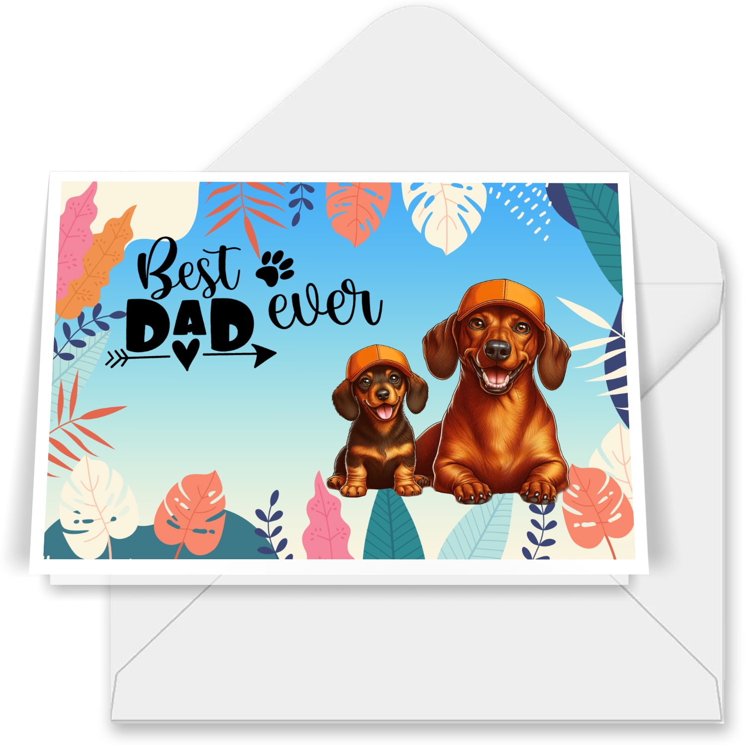 Best Dachshund Dad Ever Happy Father's Day 7x5in Folded Greeting Card ...