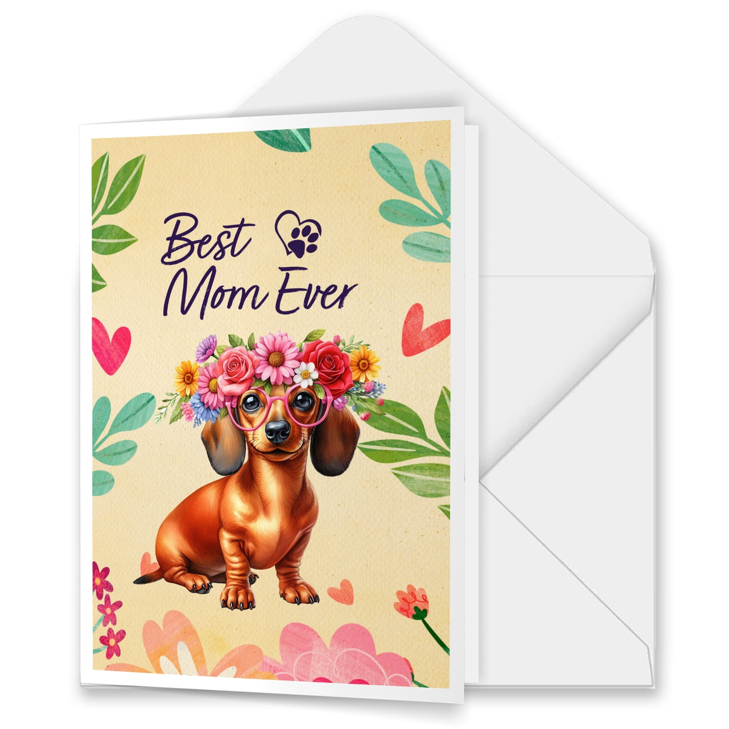 Best Dachshund Mom Ever Happy Mother's Day 5x7in Folded Greeting Card ...