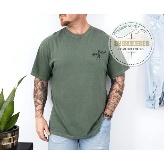 Best Dad By Par Embroidered Tee, Golf Dad Pocket Stitch Shirt, Dad ...