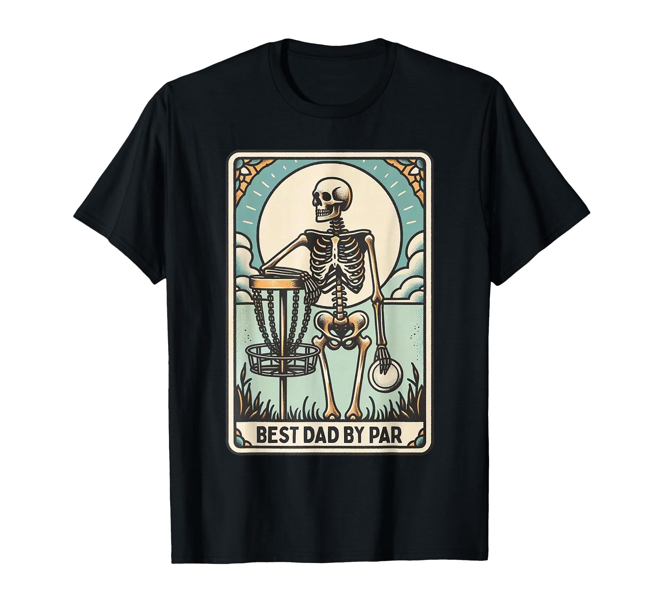 Best Dad By Par Skeleton Holding Disc T-Shirt for Disc Golf Enthusiasts ...