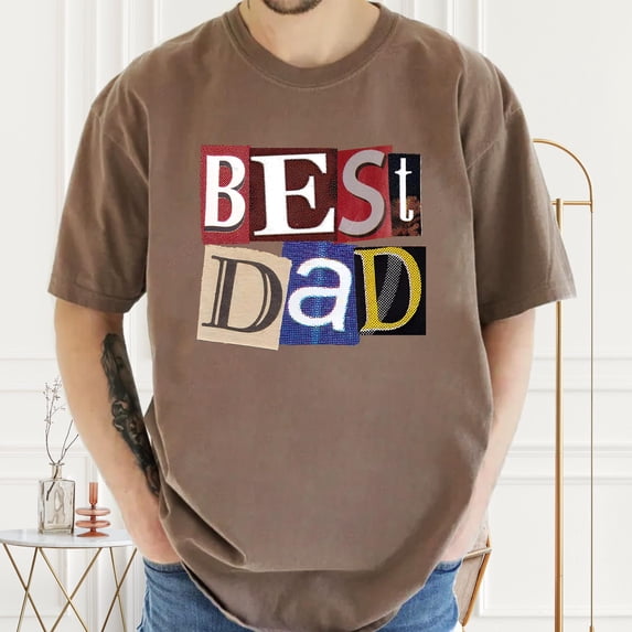 Best Dad Collage Shirt Gift Retro Typography Tee Funny Family Present ...