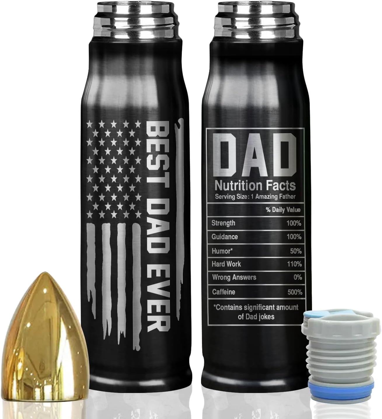 Best Dad Ever 17oz Stainless Steel Black Silver Bullet Tumbler - Gifts ...