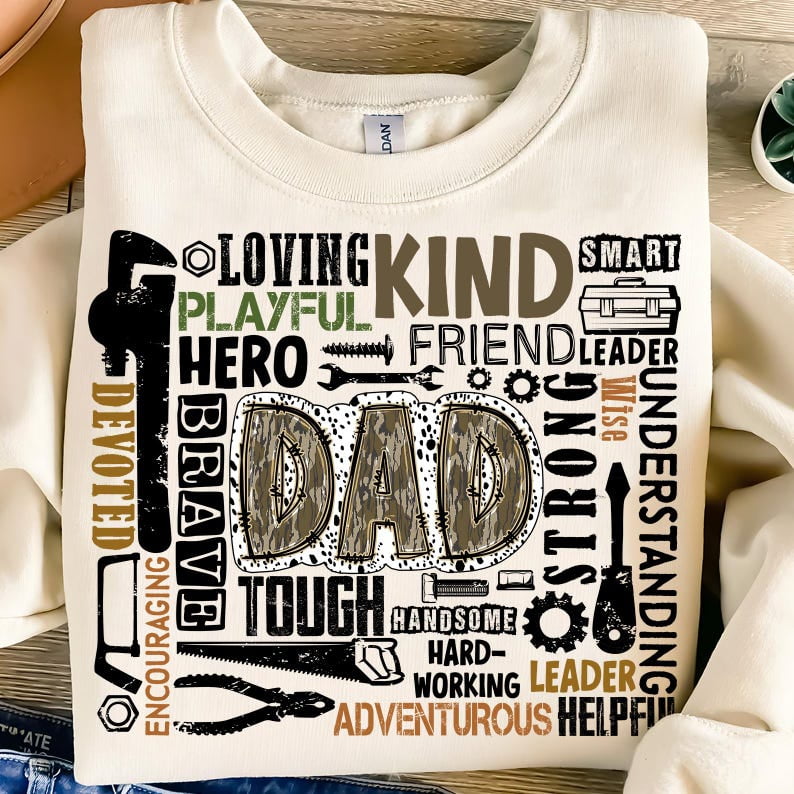 Best Dad Ever Camo Sweatshirt – Rustic Father’s Day Crewneck with Bold ...