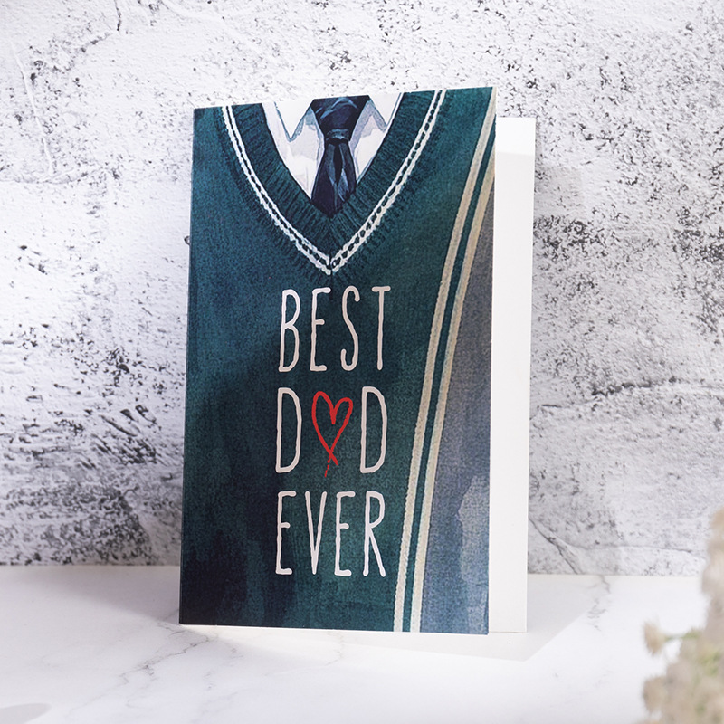 Best Dad Ever Card – Stylish Card with Elegant Sweater Design – Blank ...