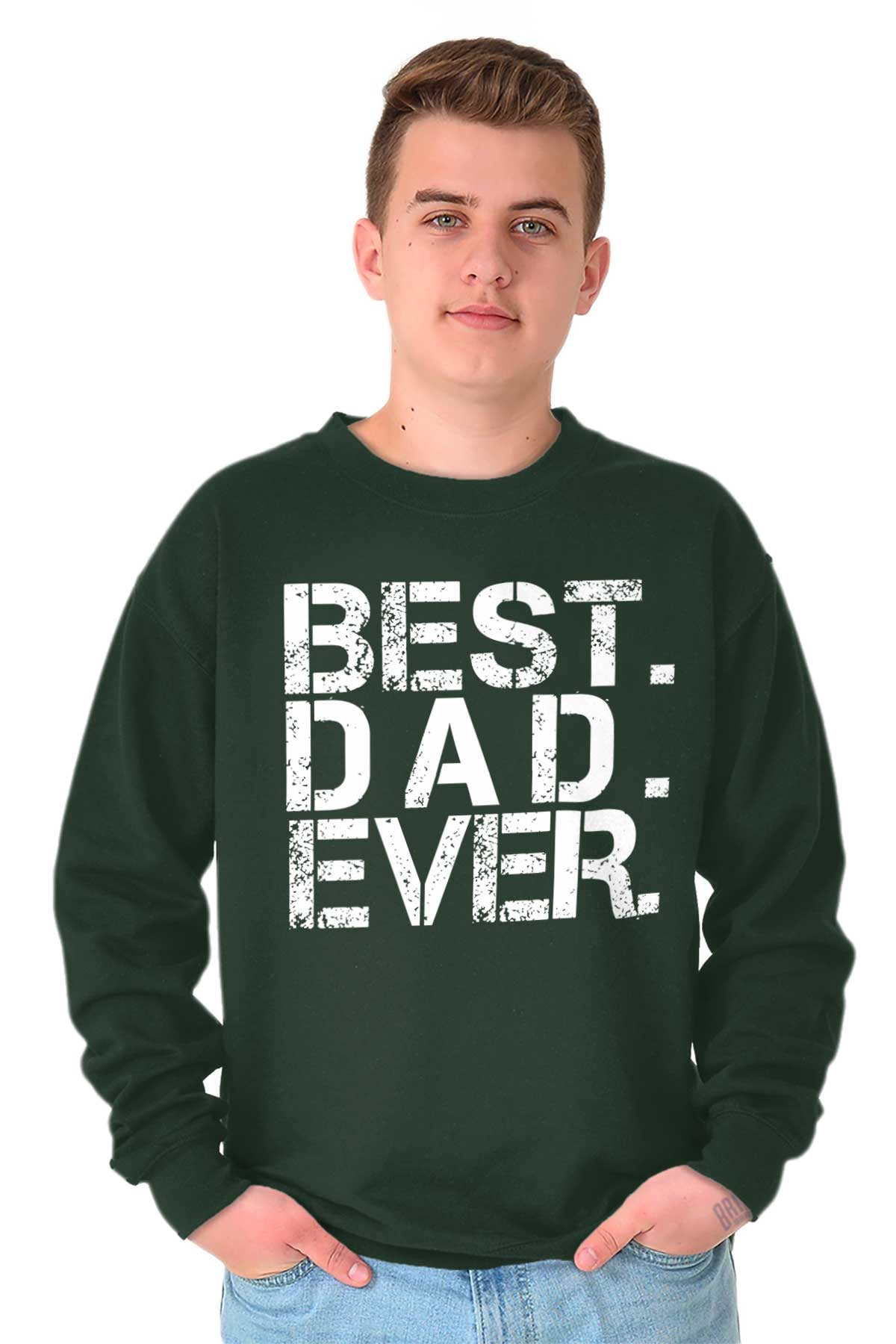 Best Dad Ever Cool Fathers Day Gift Men's Crewneck Sweatshirt Brisco ...