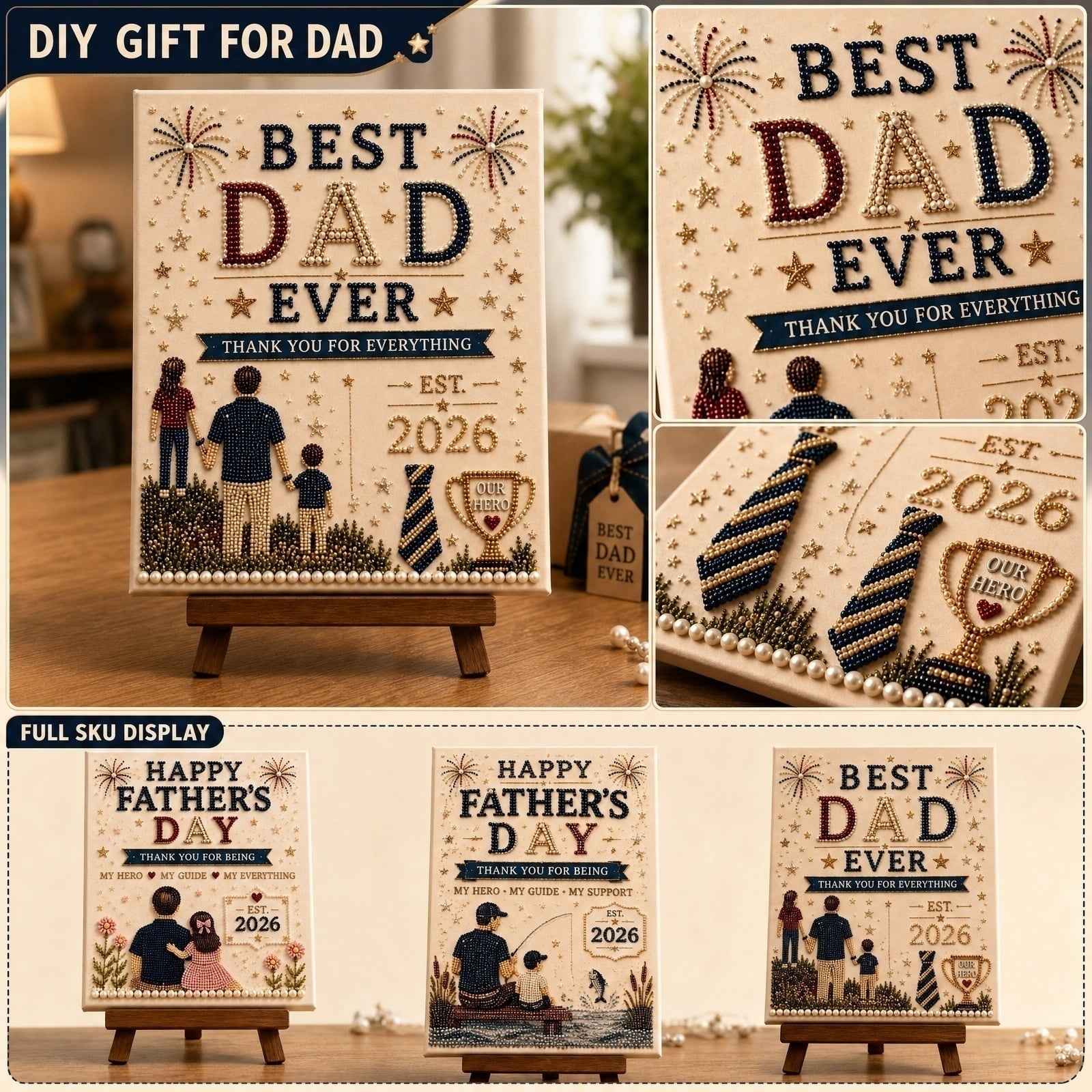 Best Dad Ever DIY Pearl Painting Kit, Diamond Art Craft Kit for ...