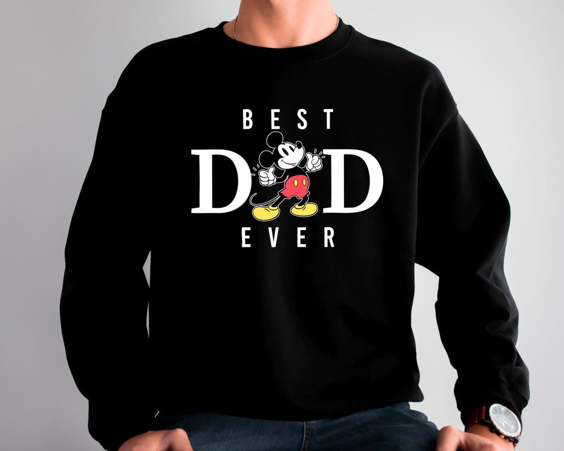 Best Dad Ever Disney Fathers Day Sweatshirt, Mickey Mouse Head Dad ...