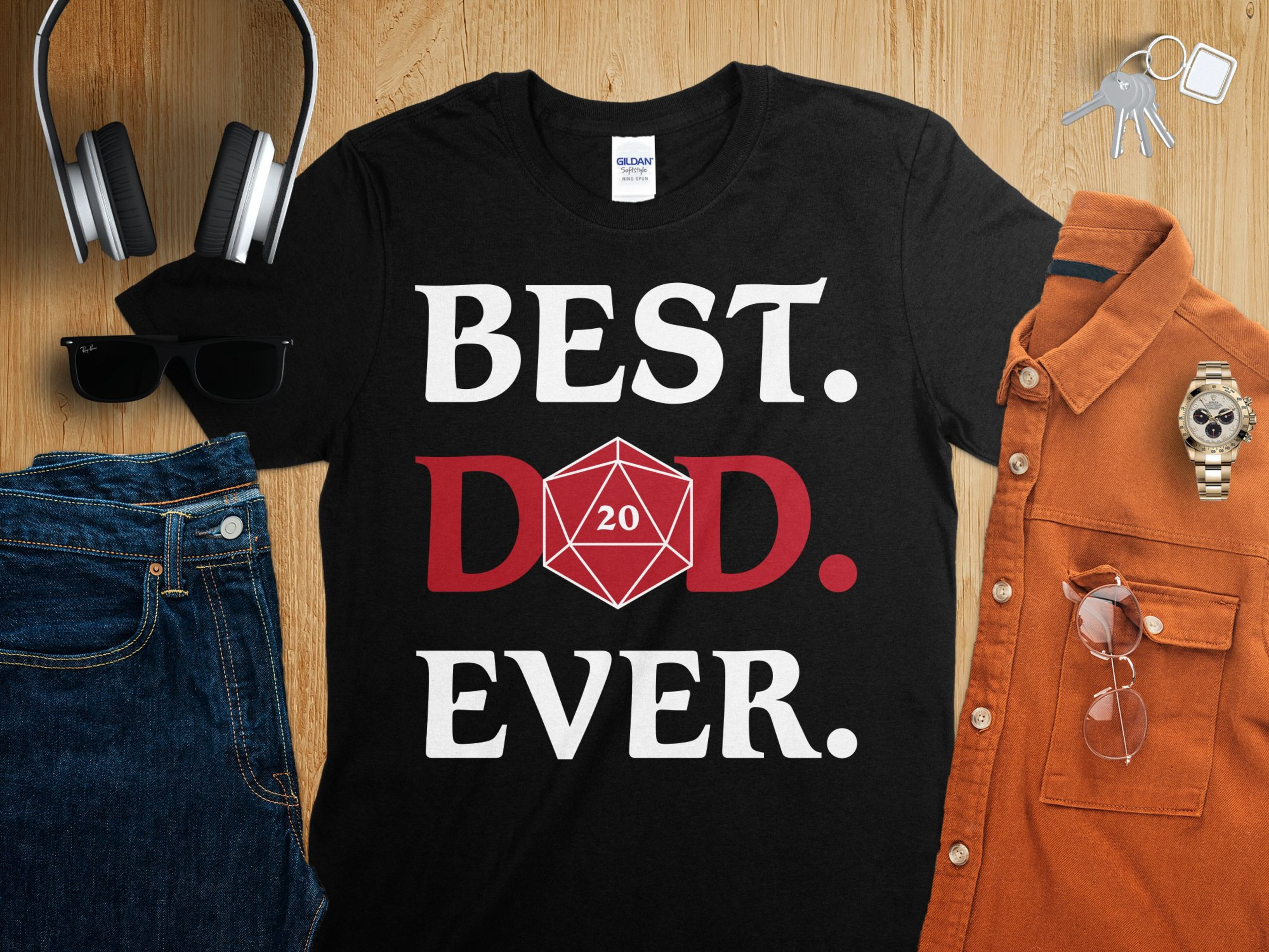 Best Dad Ever Dungeons Tabletop RPG Roleplaying Dragons D20 Shirt for D ...