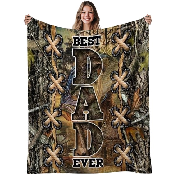 Best Dad Ever Flannel Blanket, Soft Warm Camouflage Print, All-Season ...